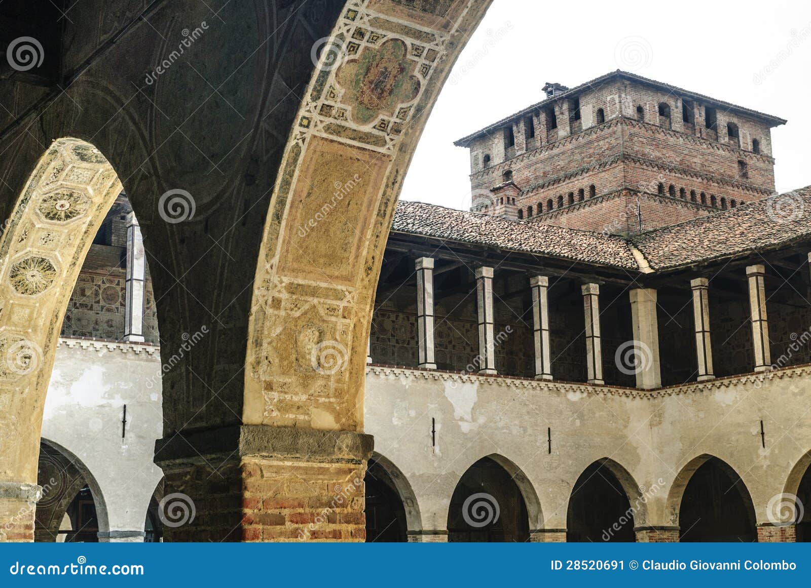 Pandino, castle court stock image. Image of italy, colonnade - 28520691