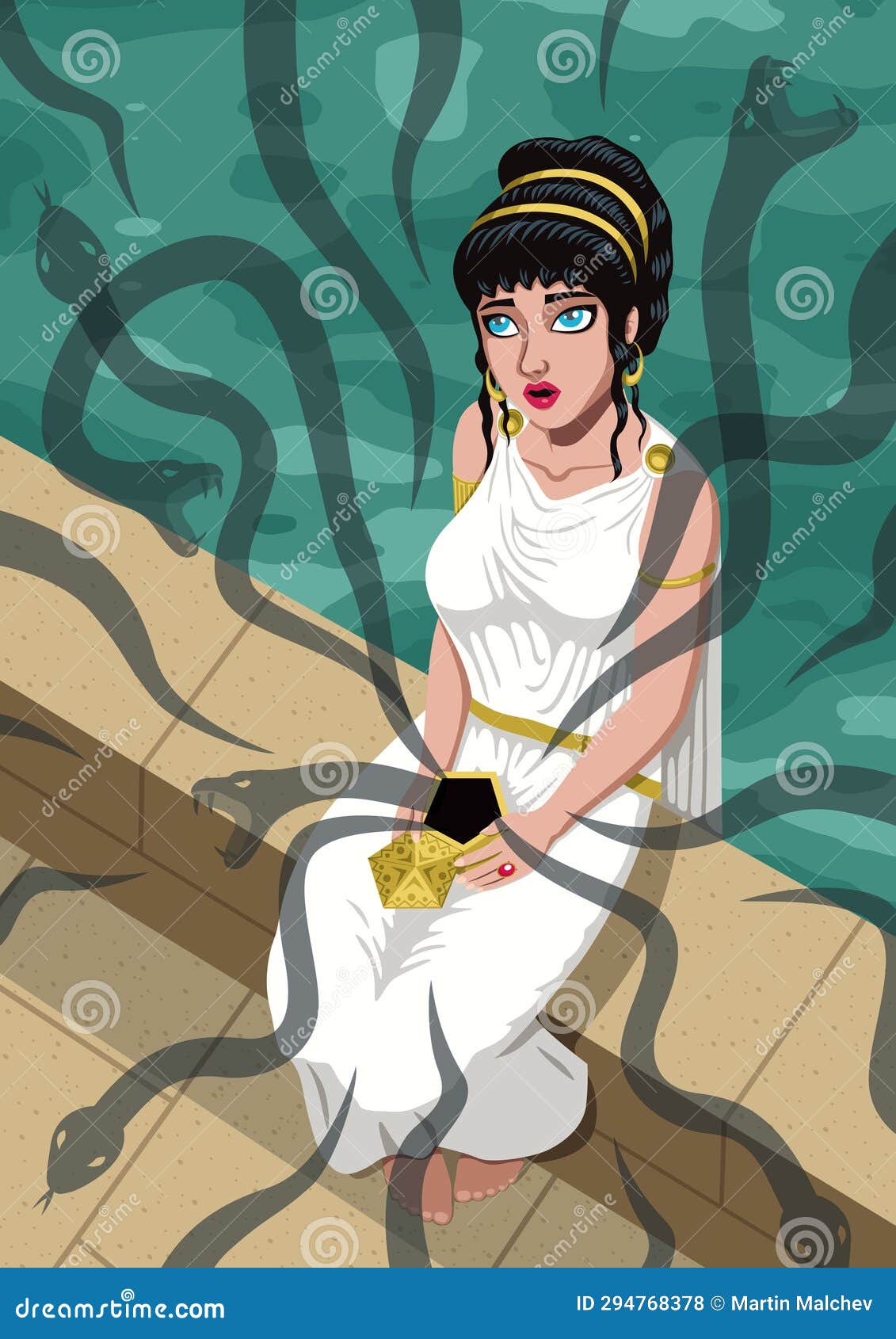 Pandora Opening The Box Orange Pottery Art Cartoon Vector ...