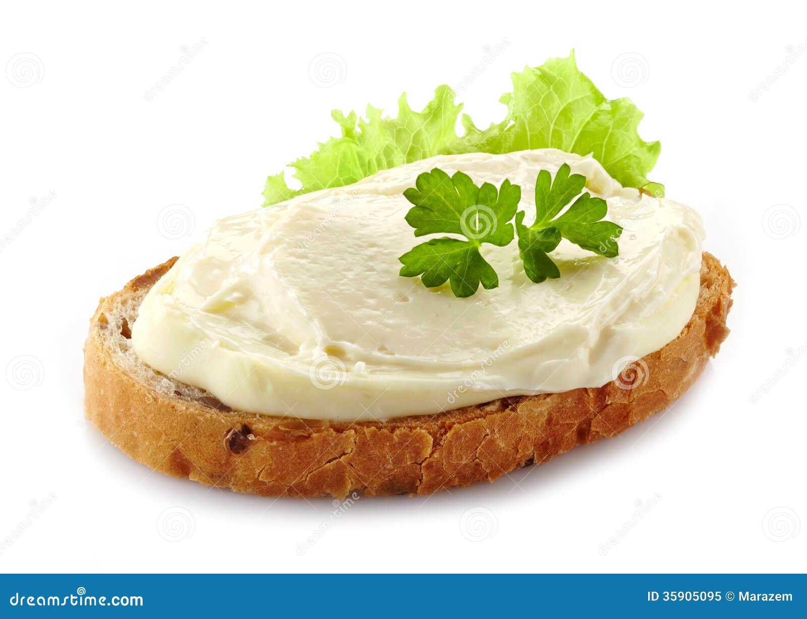 Pane con formaggio cremoso immagine stock. Immagine di alimento - 35905095