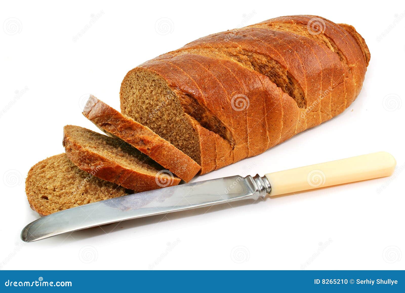 Pane Del Grano Intero E Lama Di Tabella Isolata Fotografia Stock ...