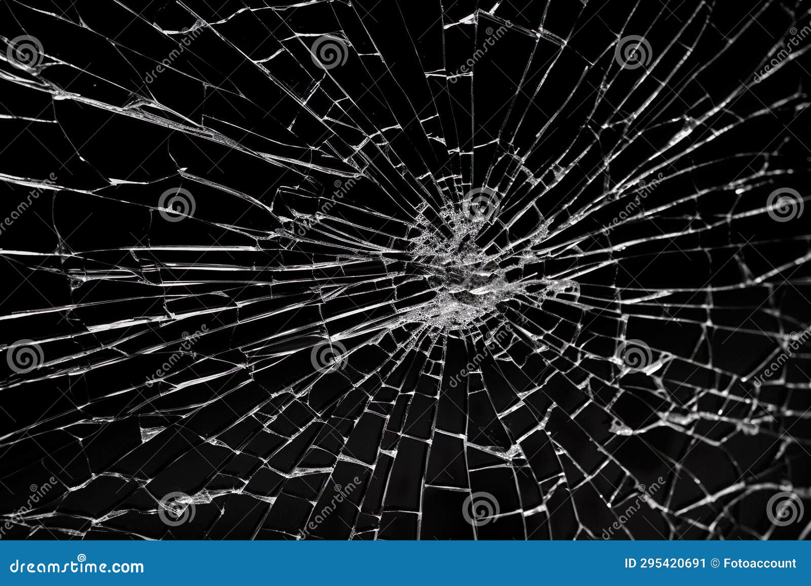 Pane Of Glass With Many Line Cracks Isolated On Black Background ...