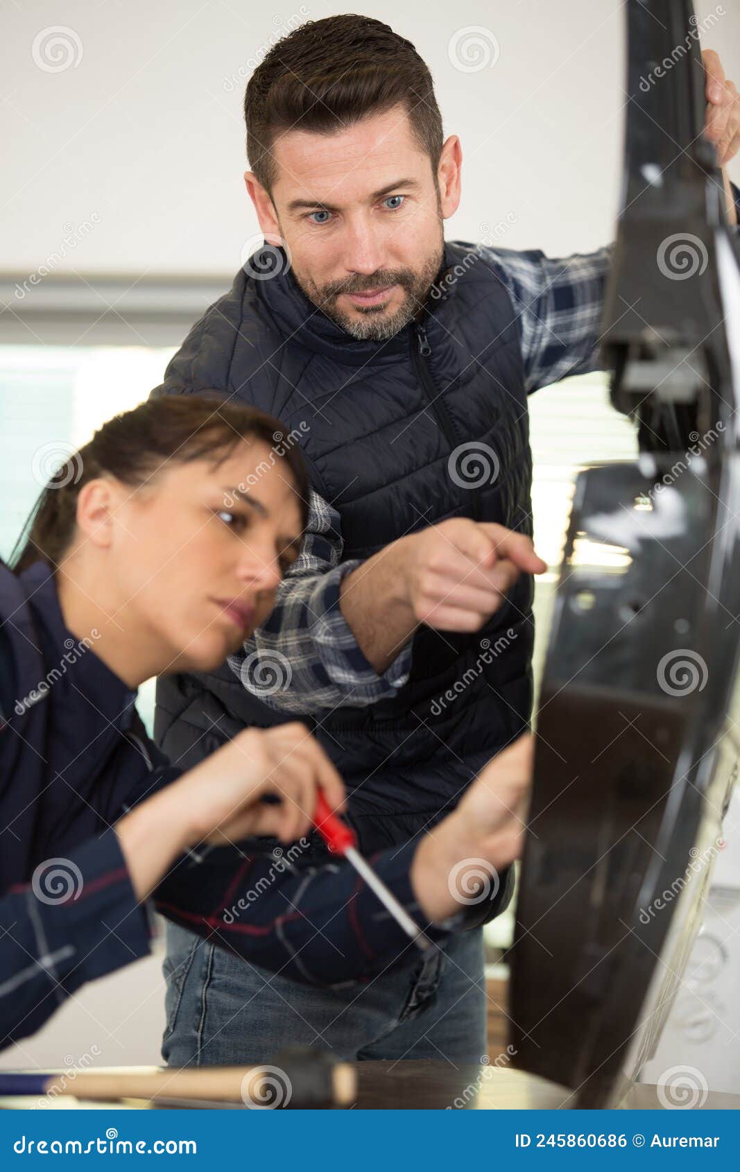 Panel Beating Team in Garage Stock Photo - Image of panel, training ...
