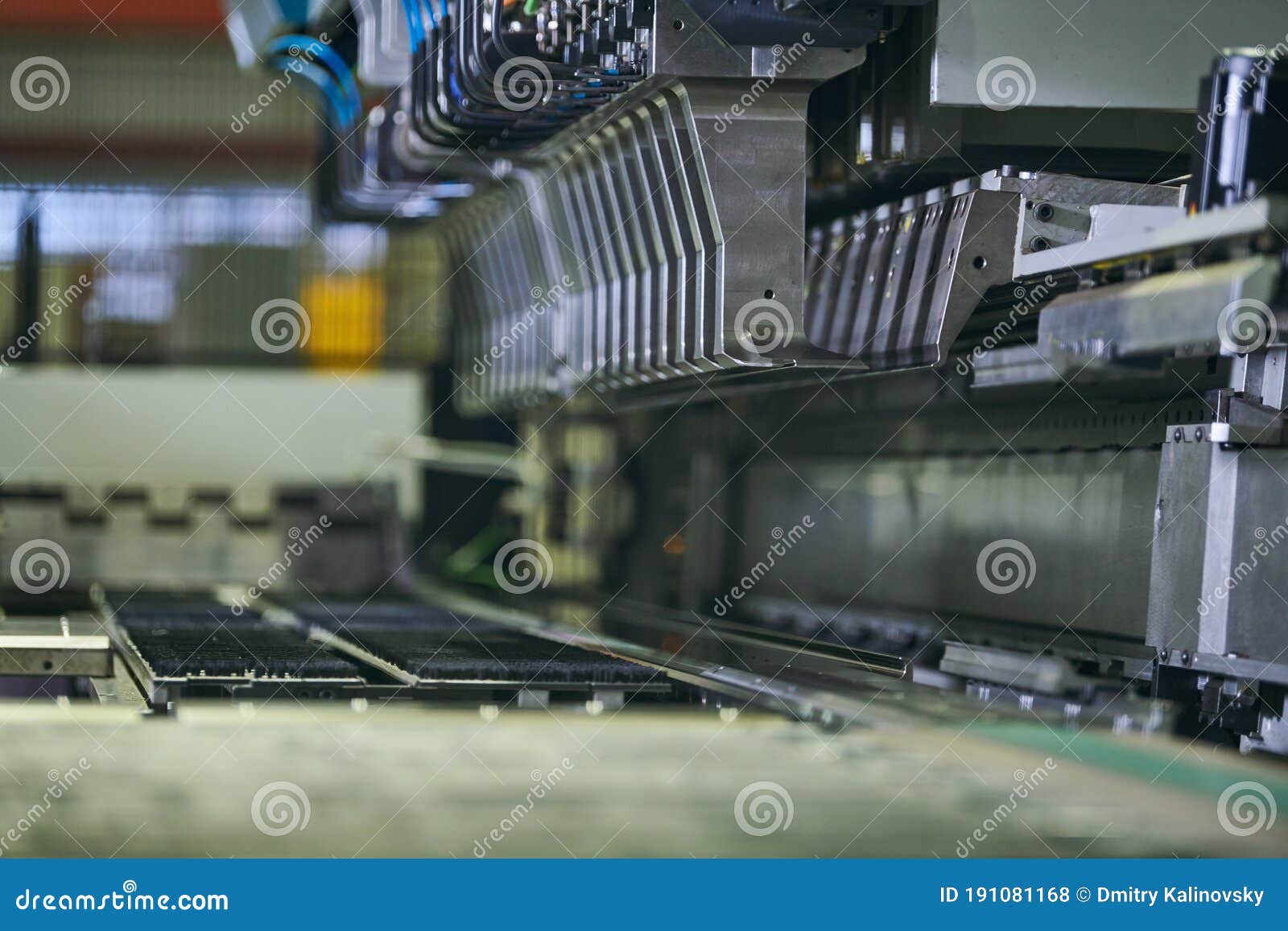 Panel Bending Machine at Work. Process of Metal Sheet Forming Stock ...