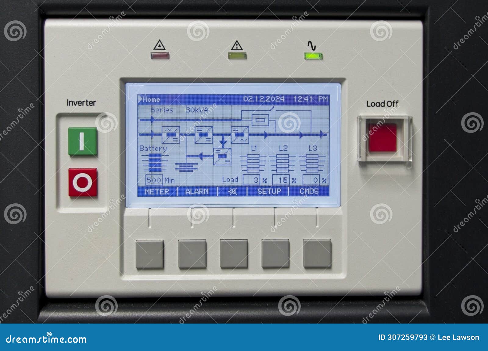 Panel with Buttons and Schematics for a UPS Stock Image - Image of load ...