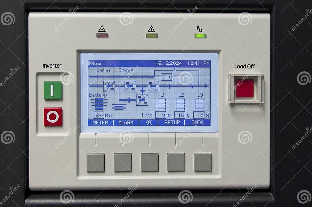 Panel with Buttons and Schematics for a UPS Stock Image - Image of load ...
