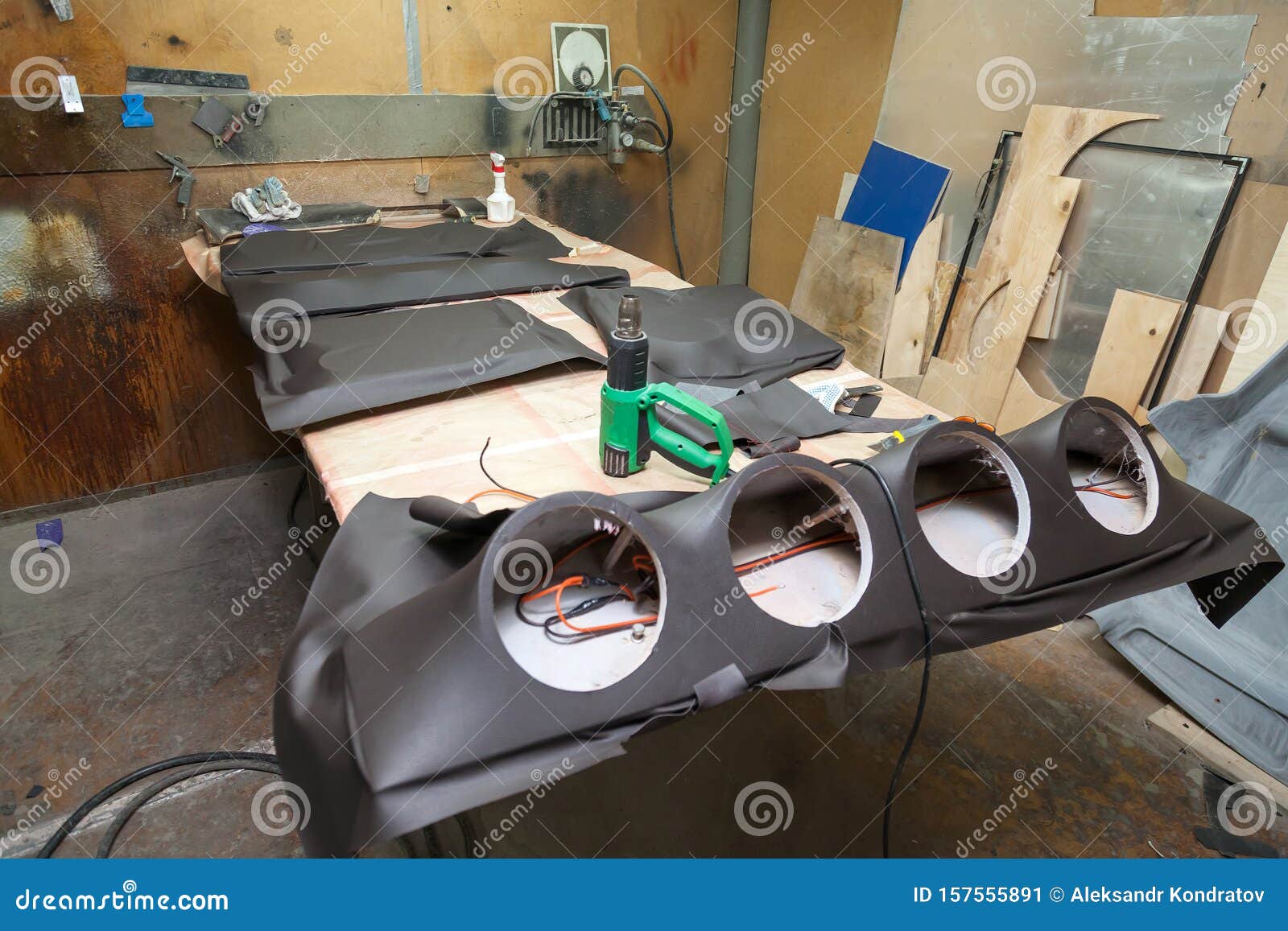 The Panel of the Car Interior on a Workbench in a Workshop for Repair ...