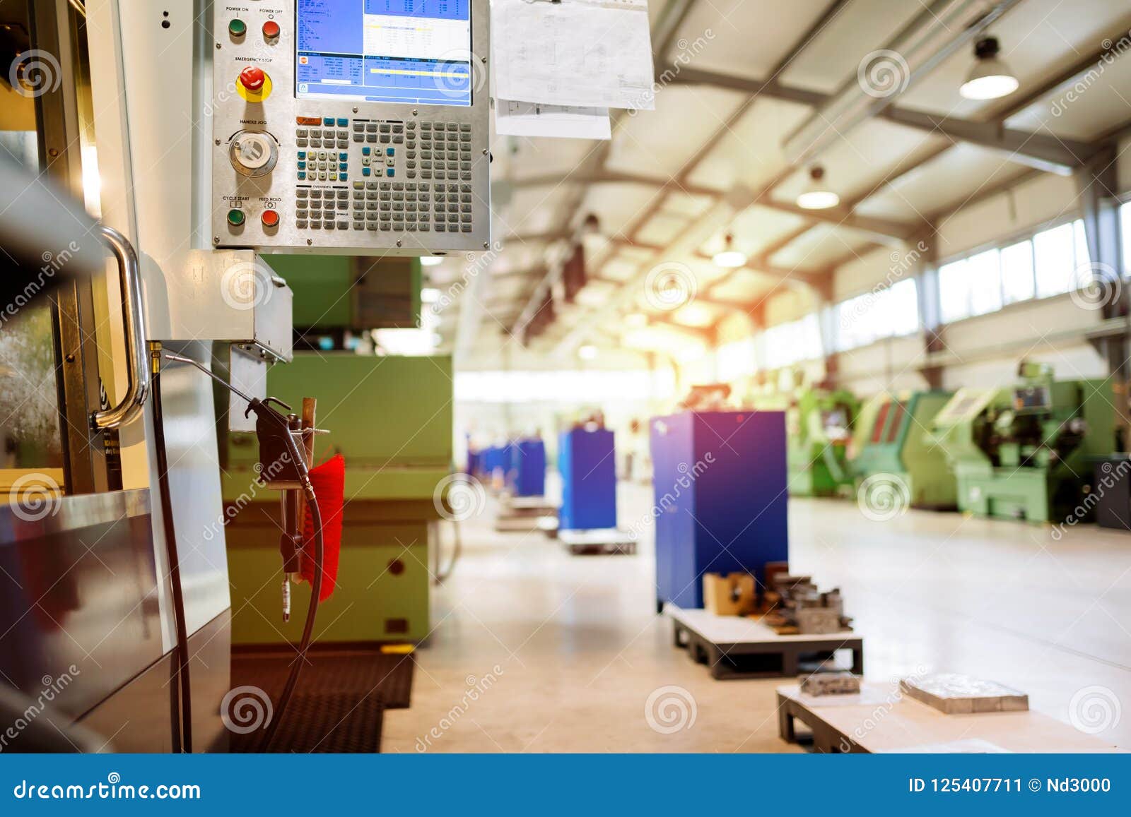 Panel of a cnc machine stock image. Image of loading - 125407711