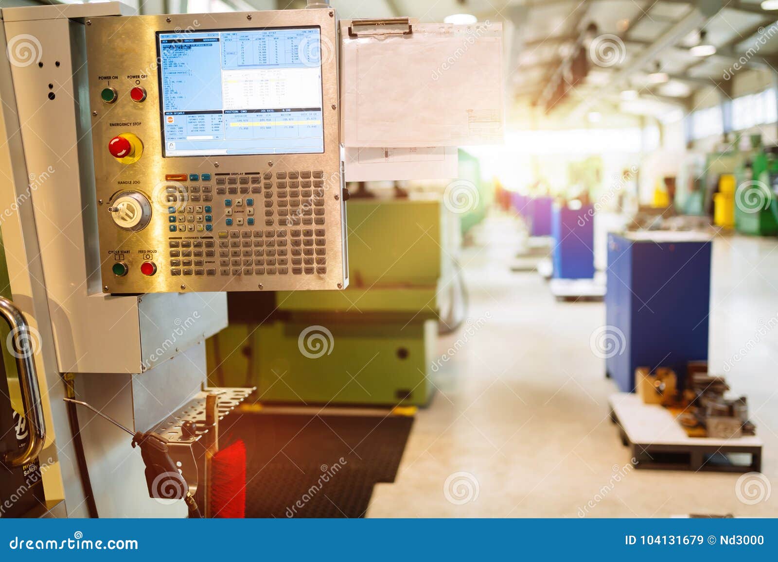 Panel of a cnc machine stock image. Image of manufacture - 104131679