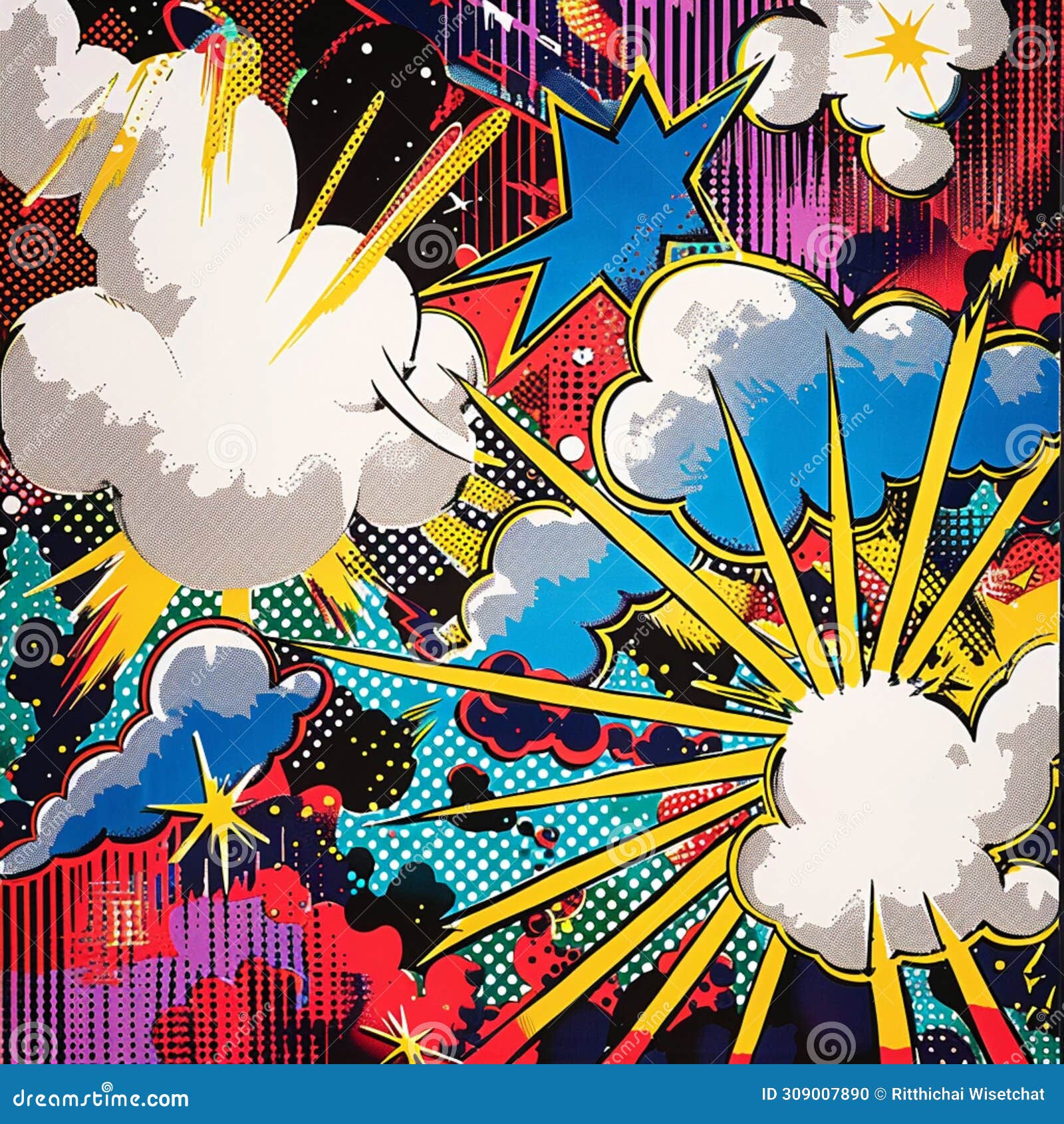 Panel Collage Featuring Vibrant Comic-style Illustrations of Sunbursts ...