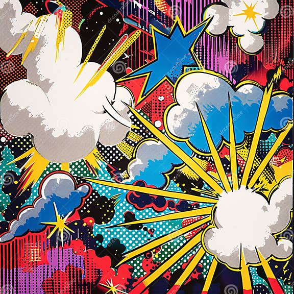 Panel Collage Featuring Vibrant Comic-style Illustrations of Sunbursts ...
