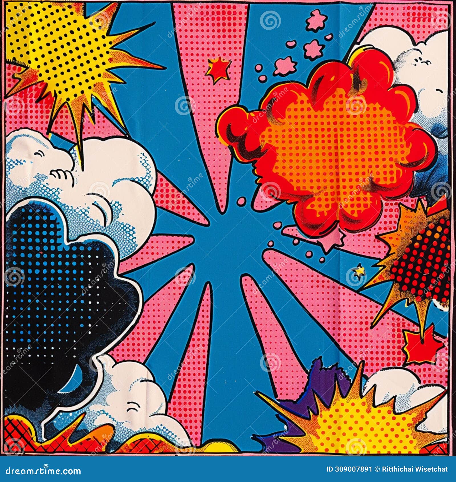 Panel Collage Featuring Vibrant Comic-style Illustrations of Sunbursts ...