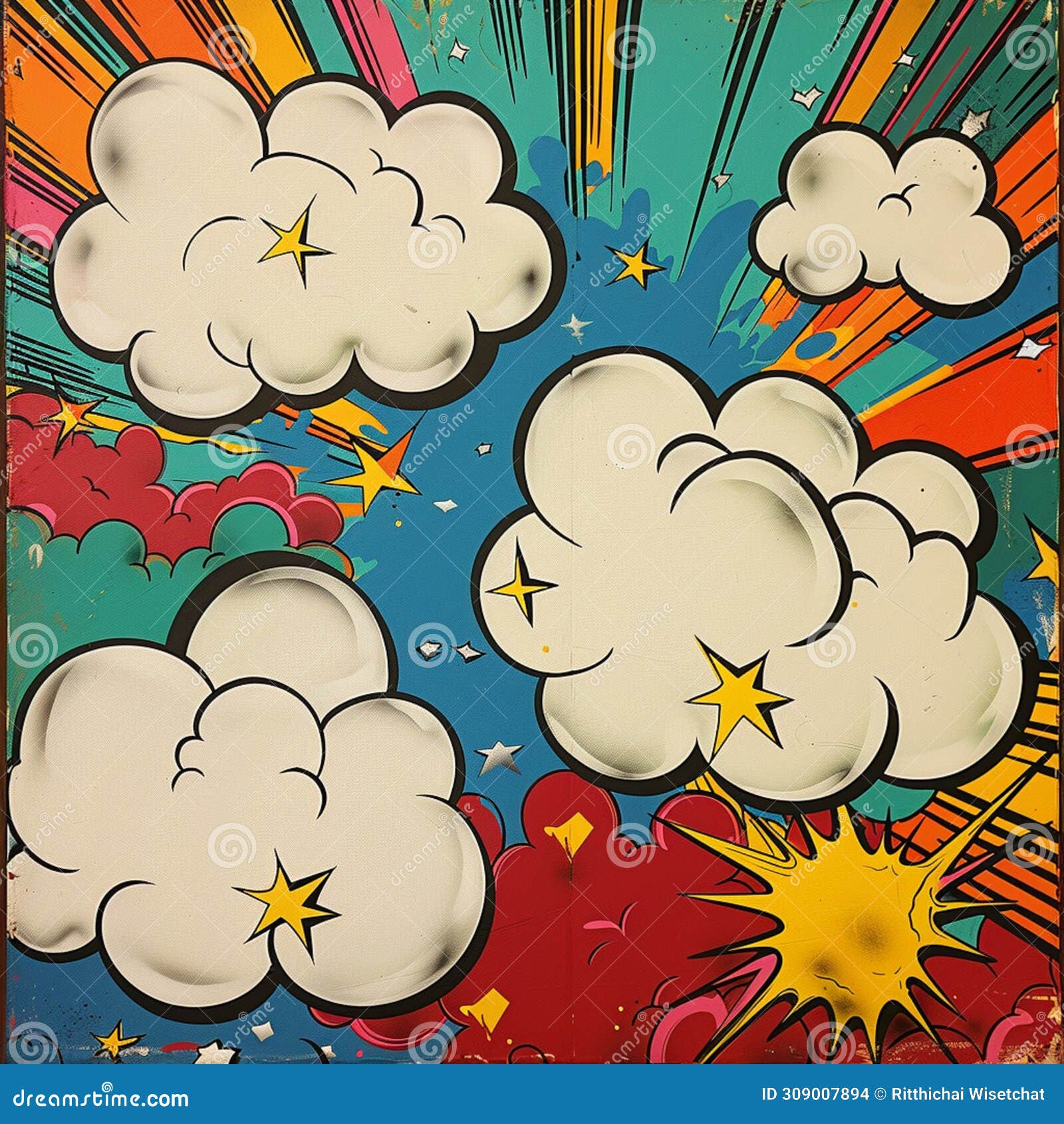 Panel Collage Featuring Vibrant Comic-style Illustrations of Sunbursts ...