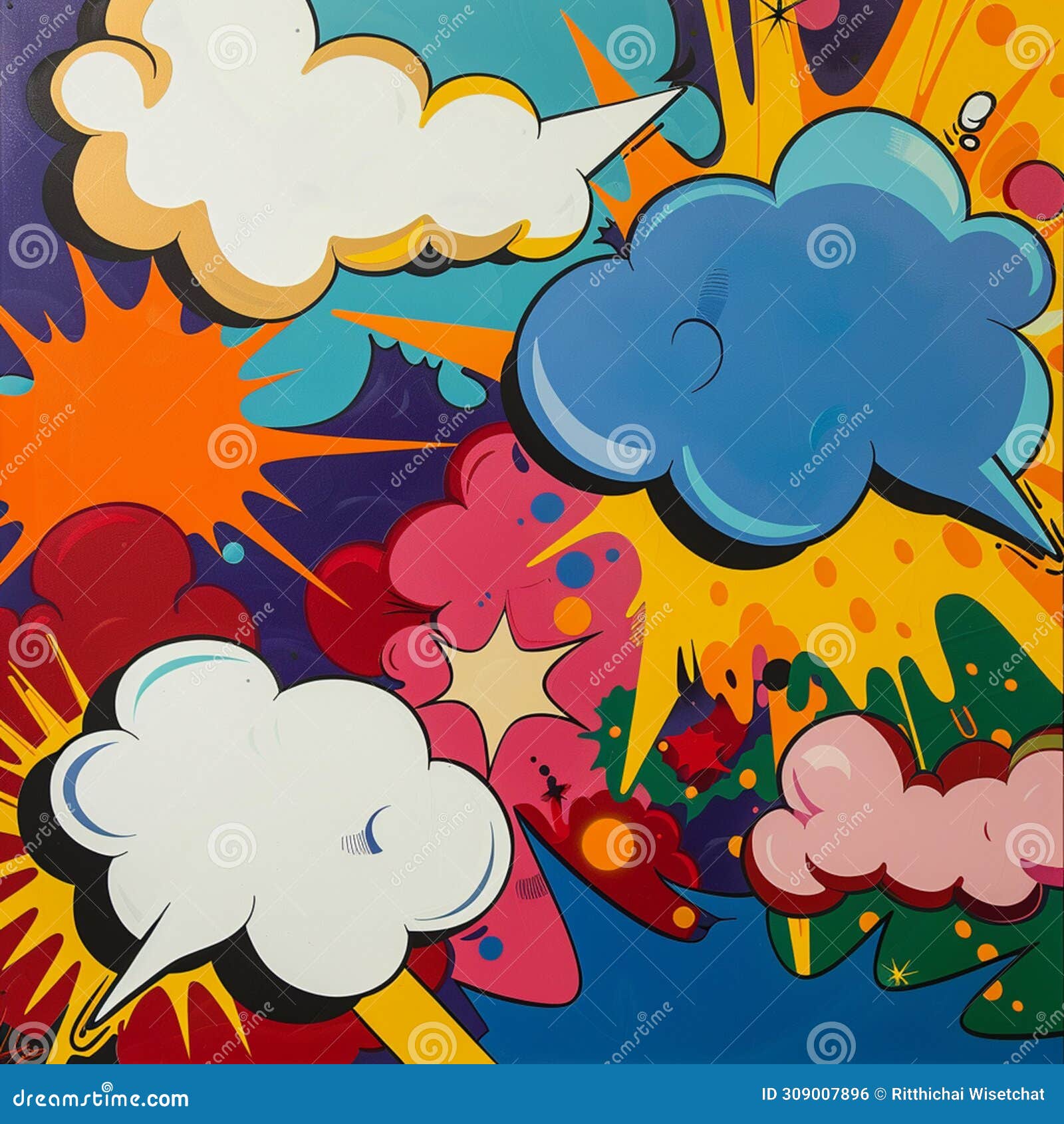 Panel Collage Featuring Vibrant Comic-style Illustrations of Sunbursts ...