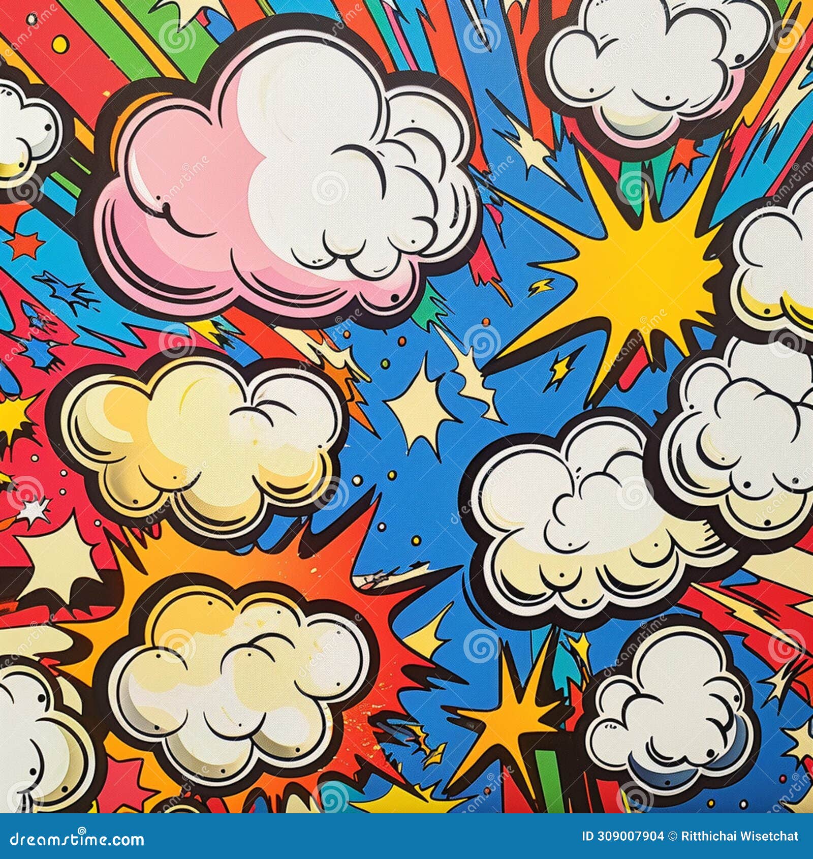 Panel Collage Featuring Vibrant Comic-style Illustrations Of Sunbursts ...