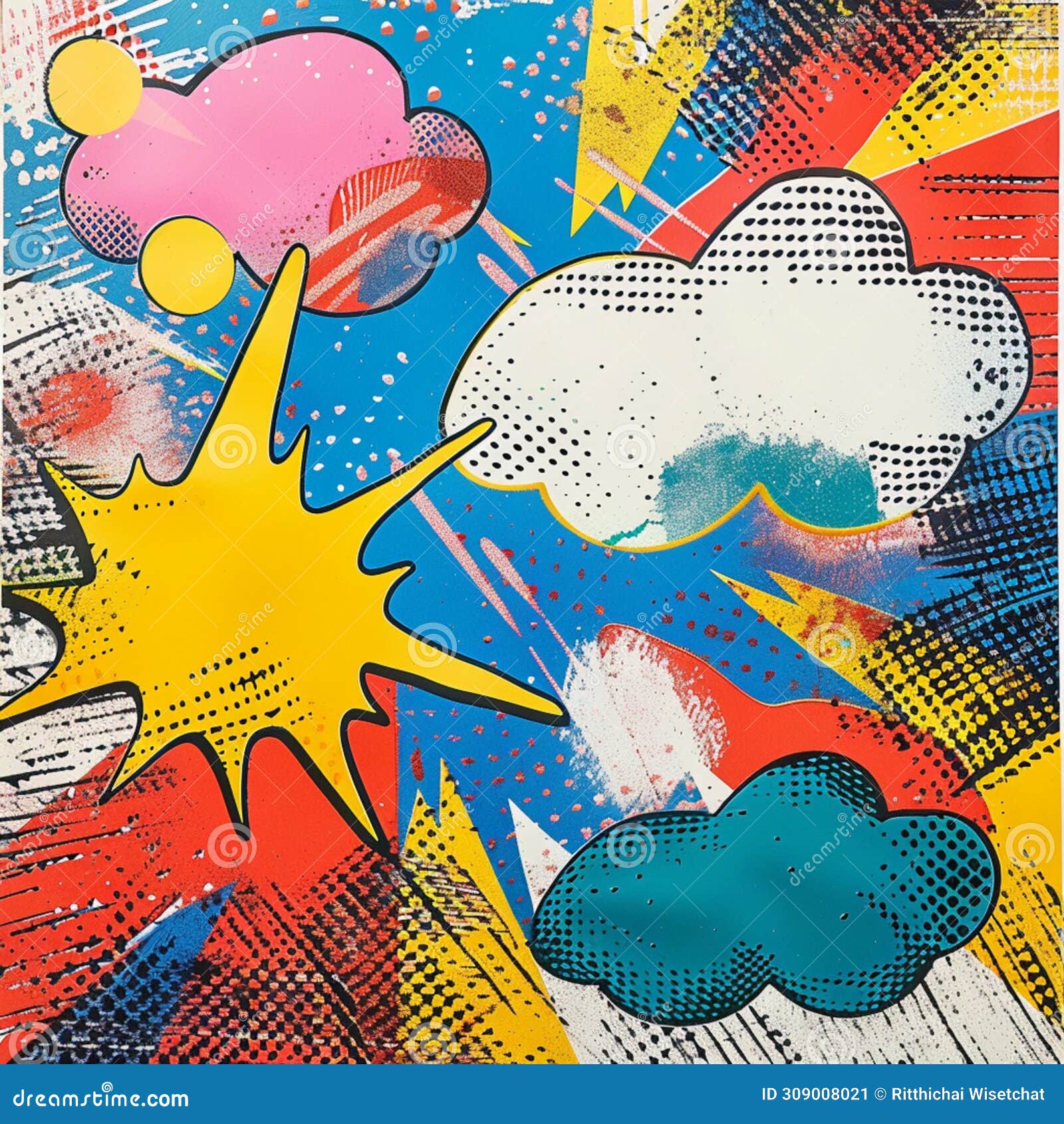 Panel Collage Featuring Vibrant Comic-style Illustrations of Sunbursts ...