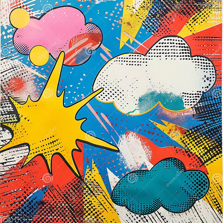 Panel Collage Featuring Vibrant Comic-style Illustrations of Sunbursts ...