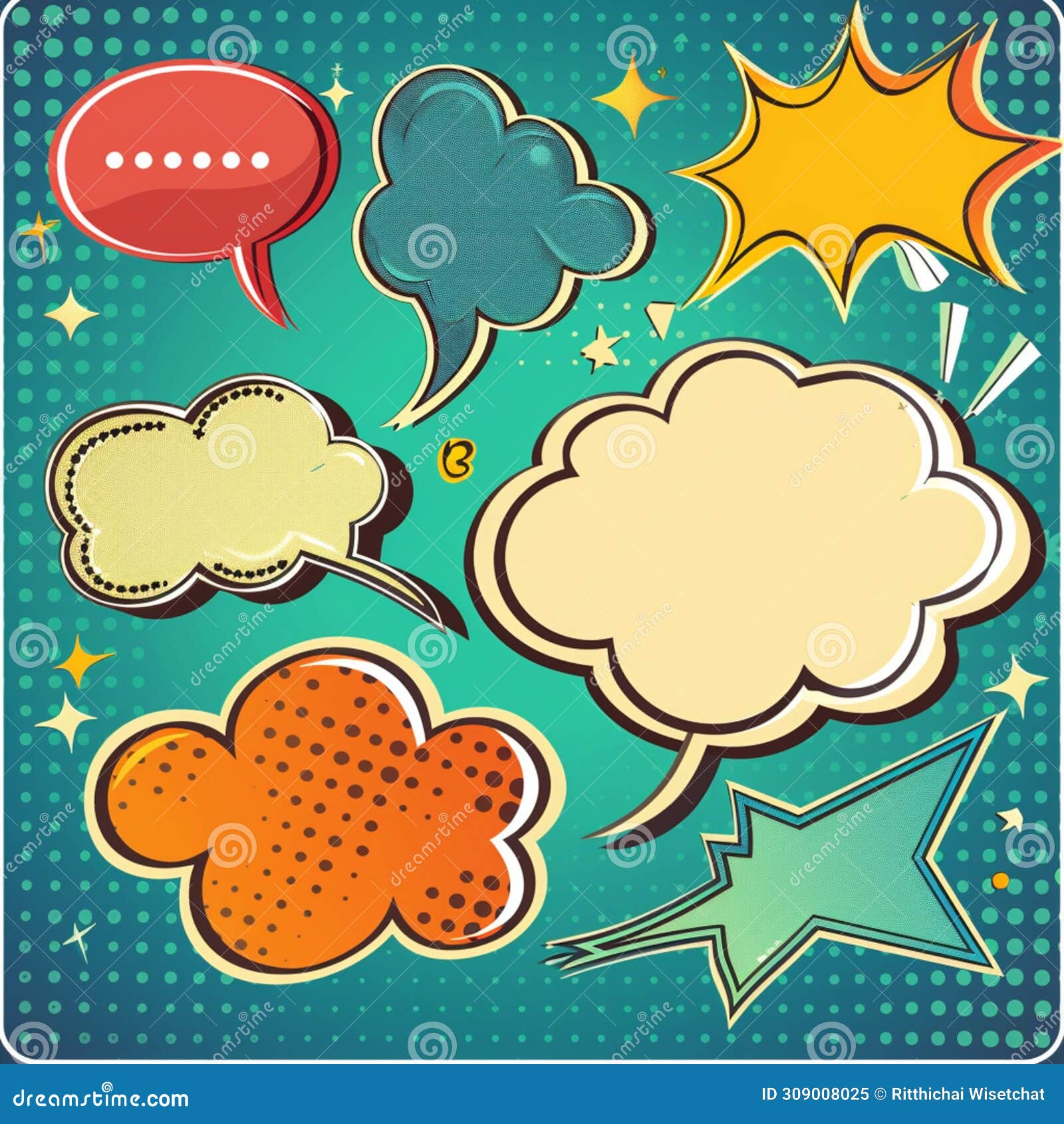 Panel Collage Featuring Vibrant Comic-style Illustrations of Sunbursts ...