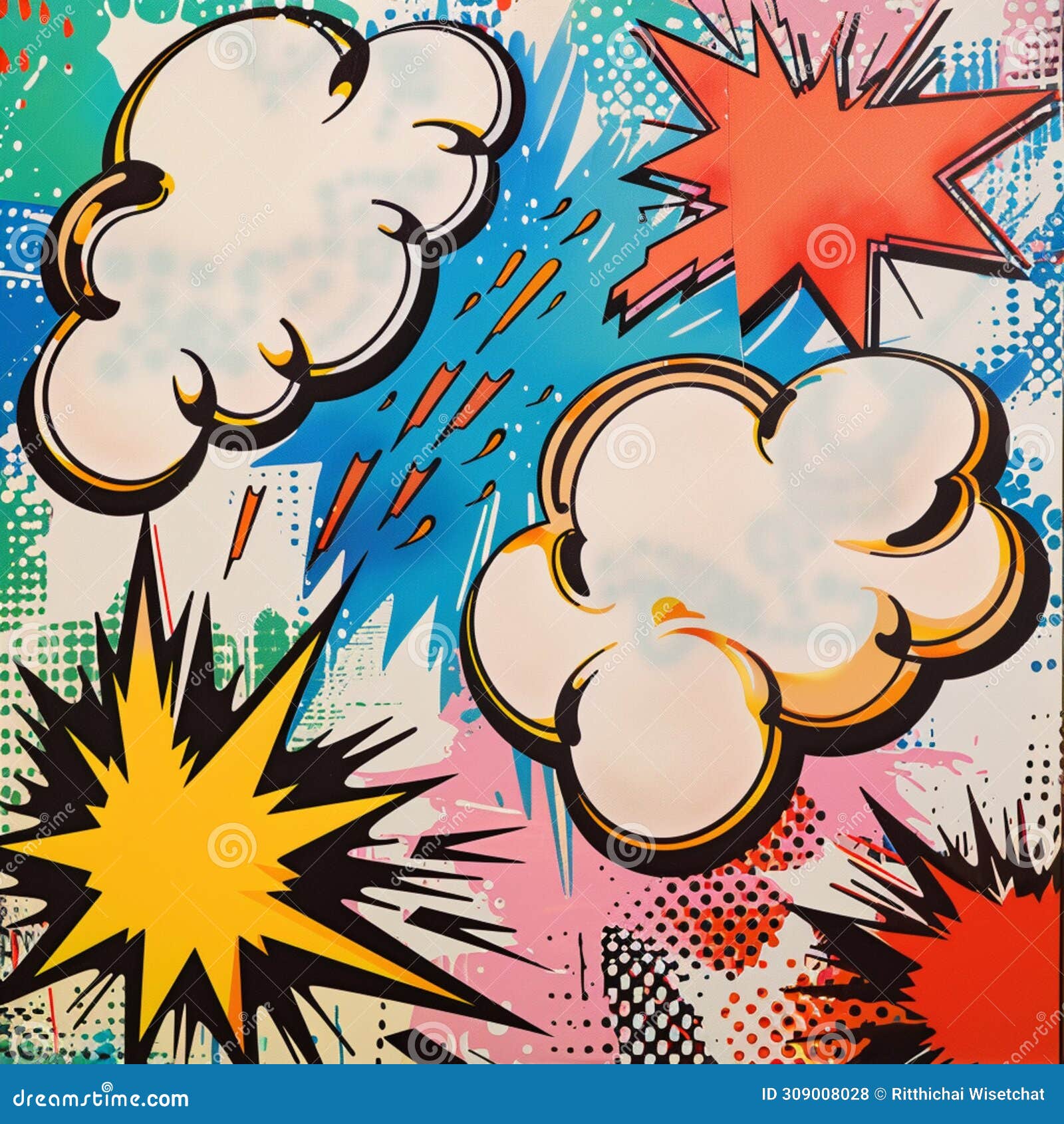 Panel Collage Featuring Vibrant Comic-style Illustrations Of Sunbursts ...