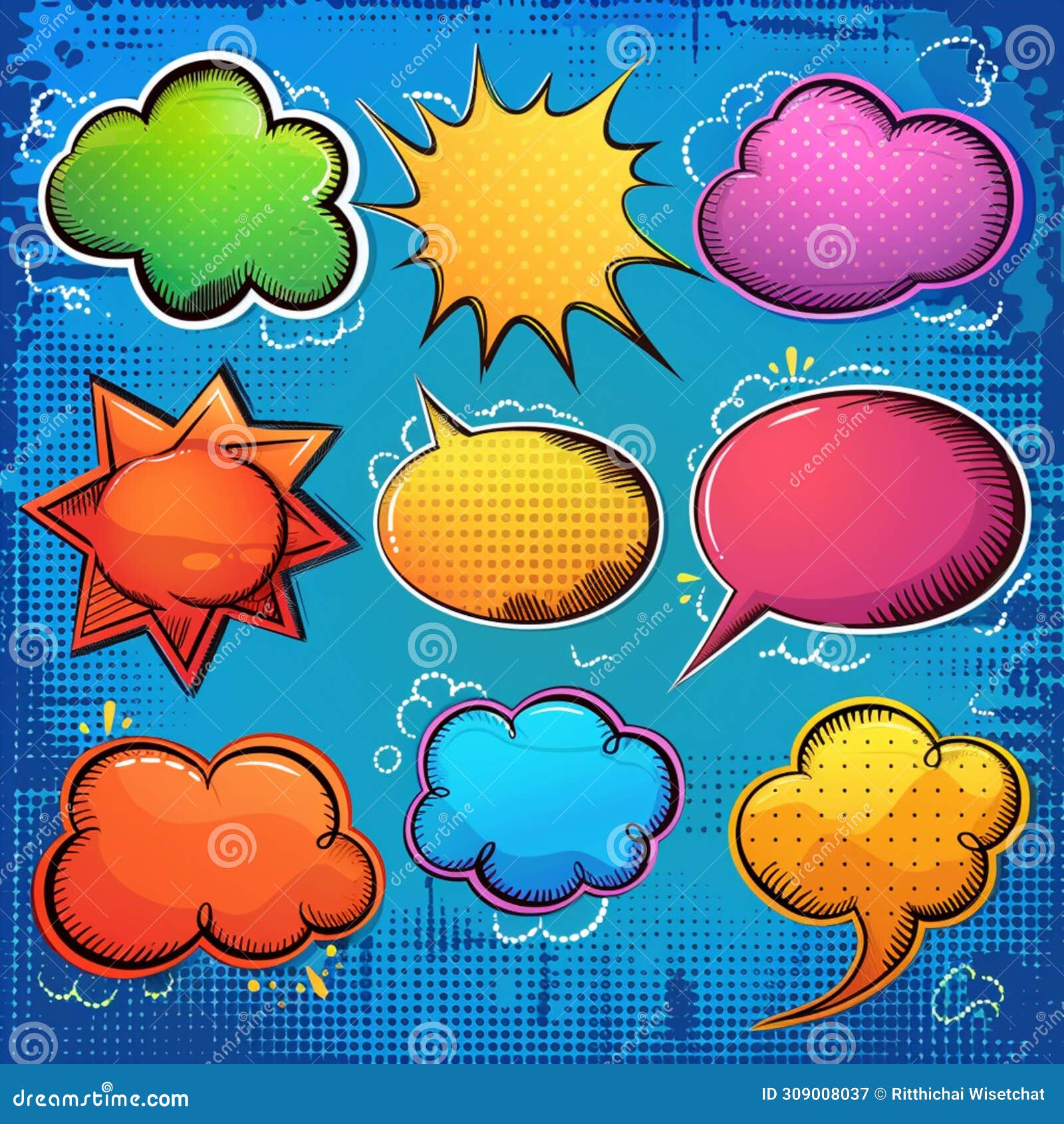 Panel Collage Featuring Vibrant Comic-style Illustrations of Sunbursts ...