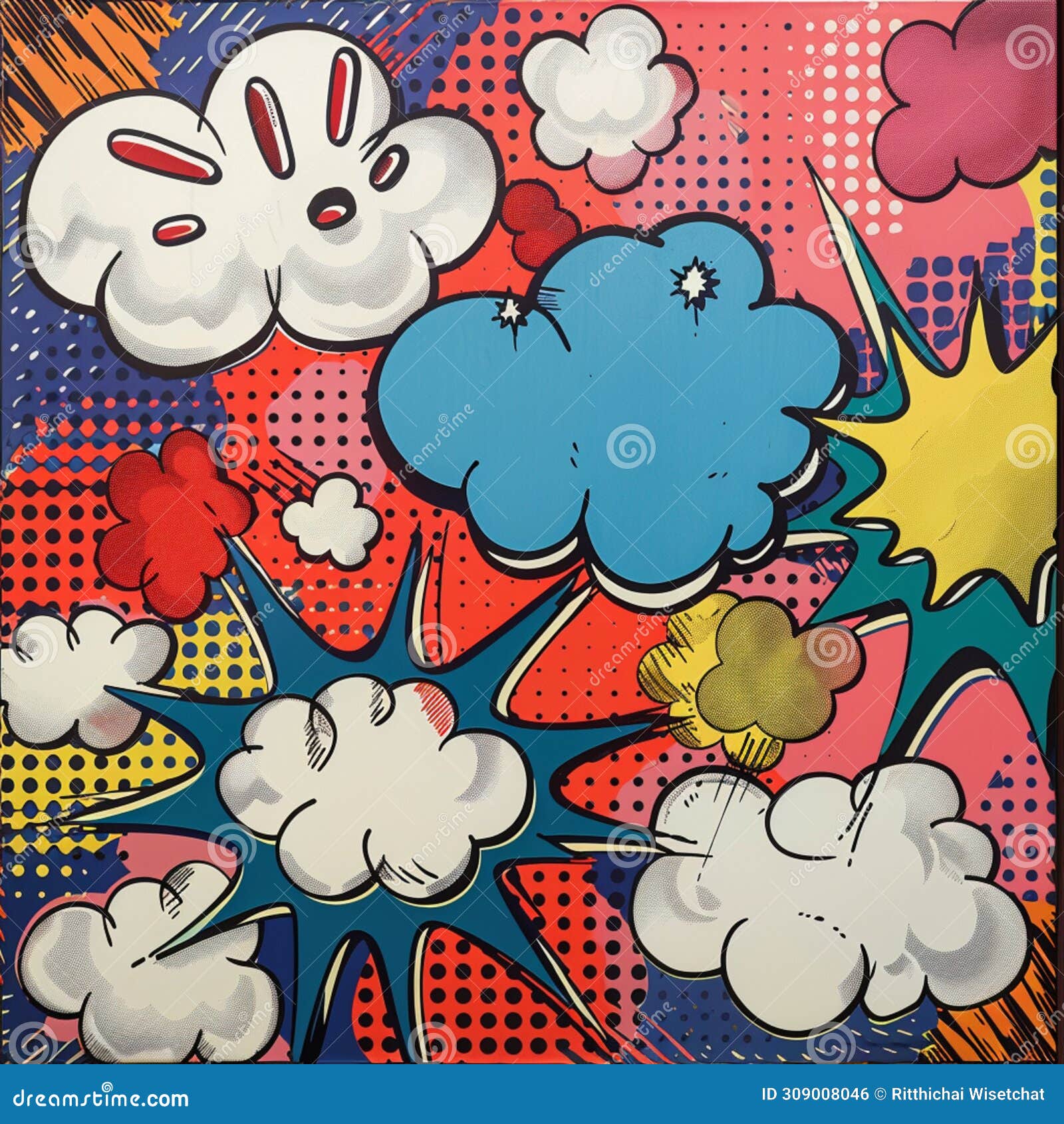 Panel Collage Featuring Vibrant Comic-style Illustrations Of Sunbursts ...