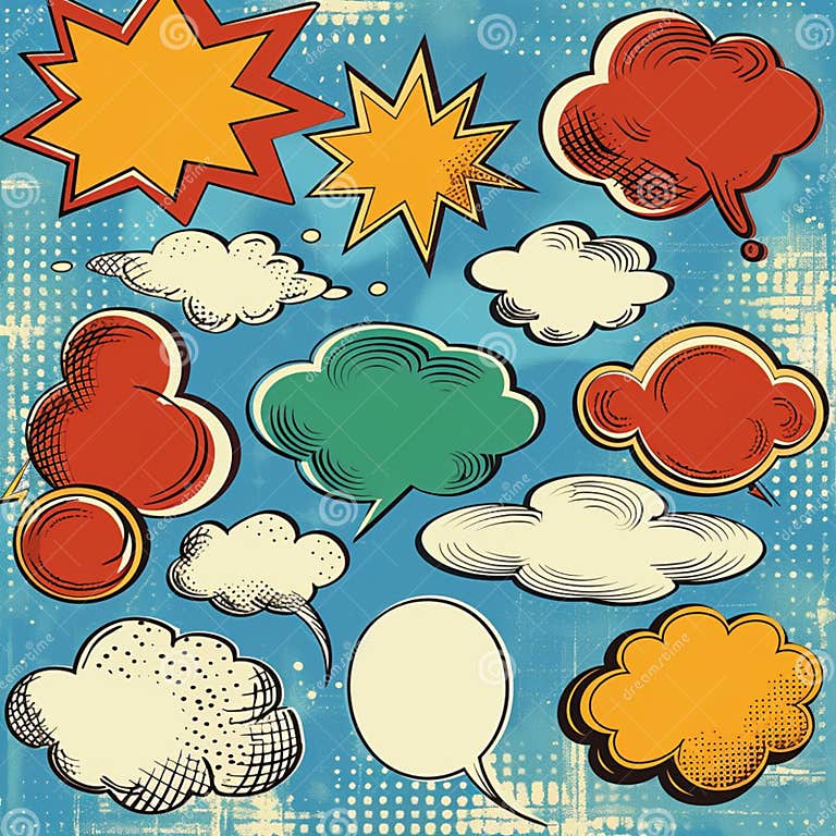 Panel Collage Featuring Vibrant Comic-style Illustrations of Sunbursts ...