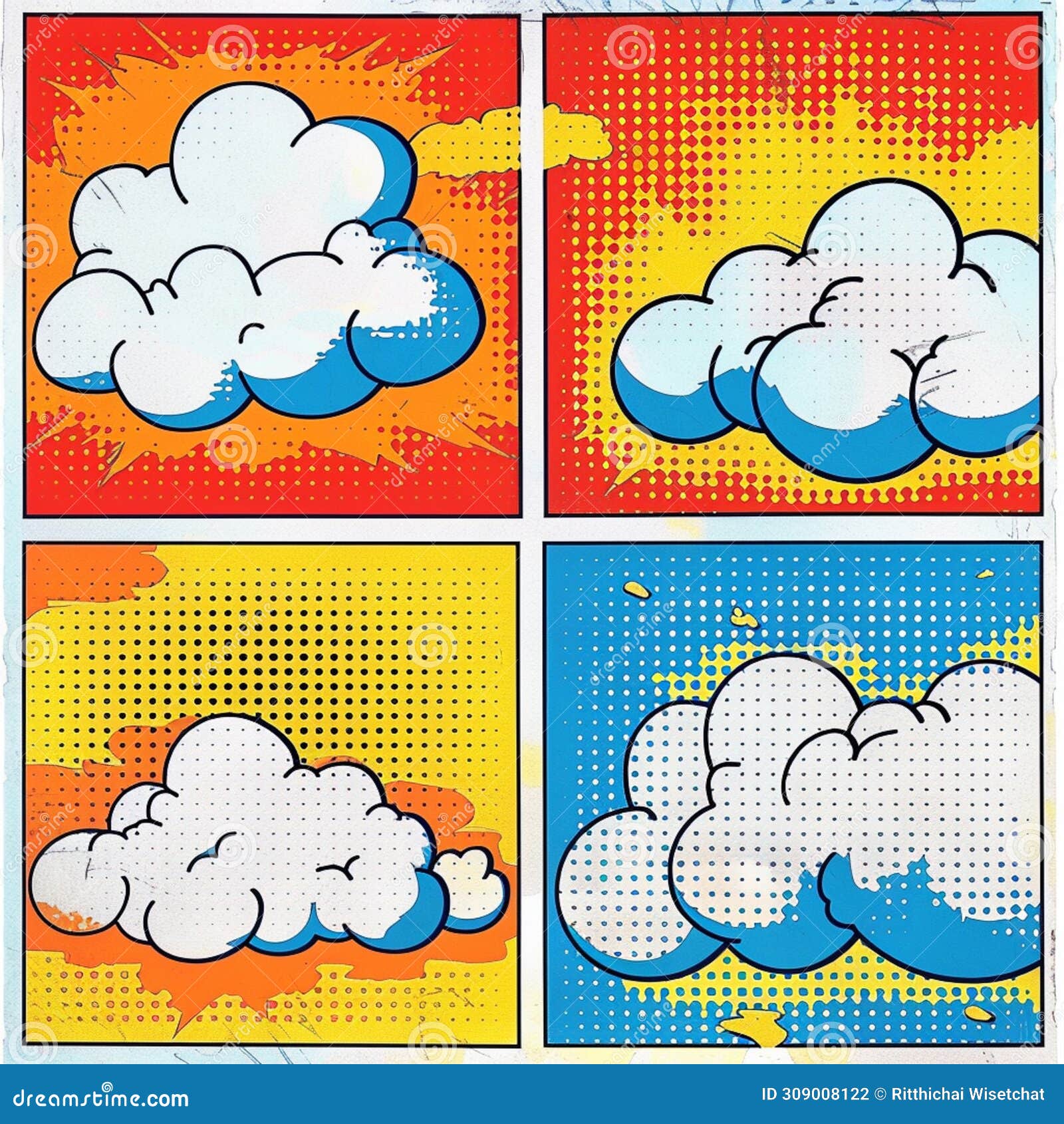 Panel Collage Featuring Vibrant Comic-style Illustrations Of Sunbursts ...