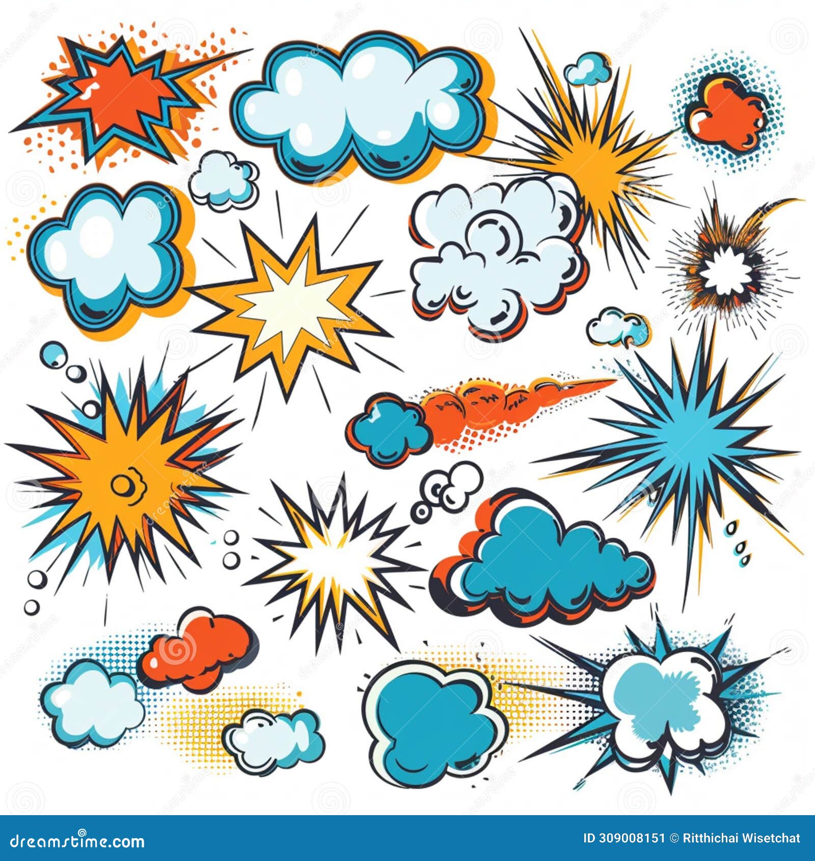 Panel Collage Featuring Vibrant Comic-style Illustrations Of Sunbursts ...