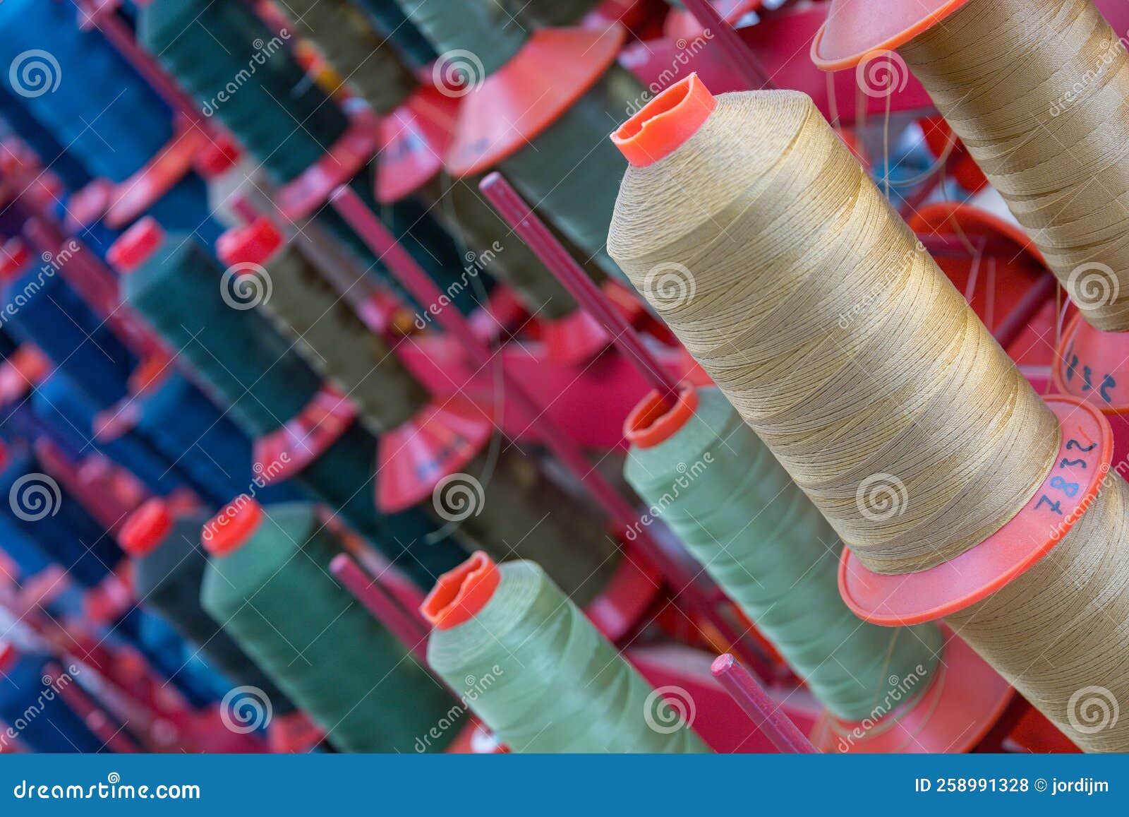 Panel of Colored Yarn Rolls for Textile Industry Stock Photo - Image of ...