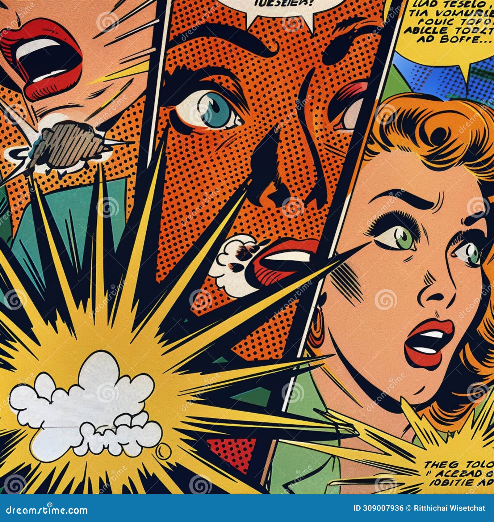 Comic Strip Style Artwork Showing Close-ups of a People S Shocked ...
