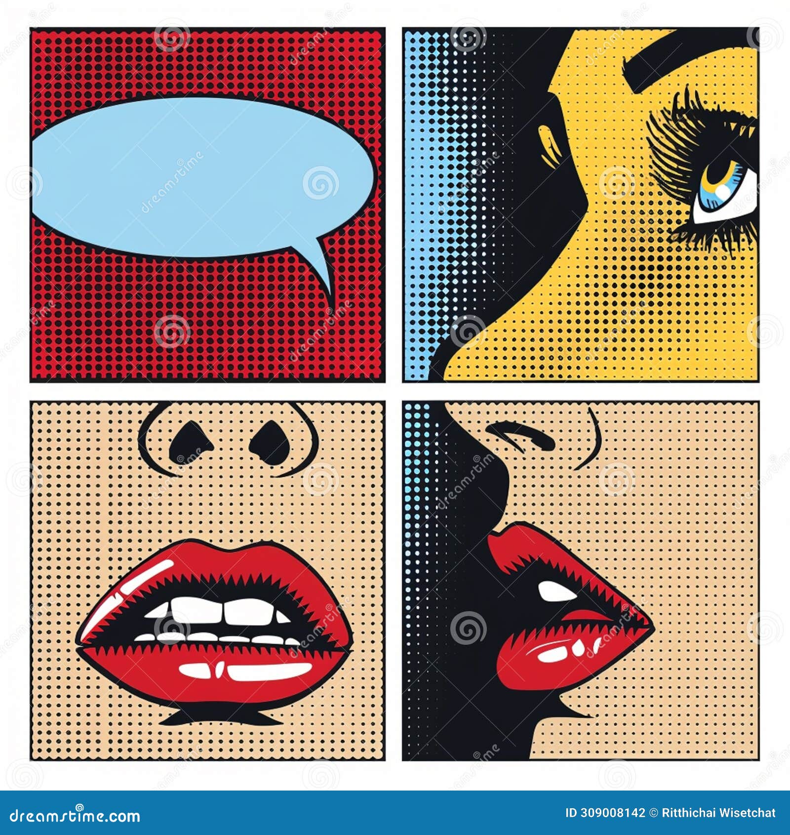 Comic Strip Style Artwork Showing Close-ups of a People S Shocked ...