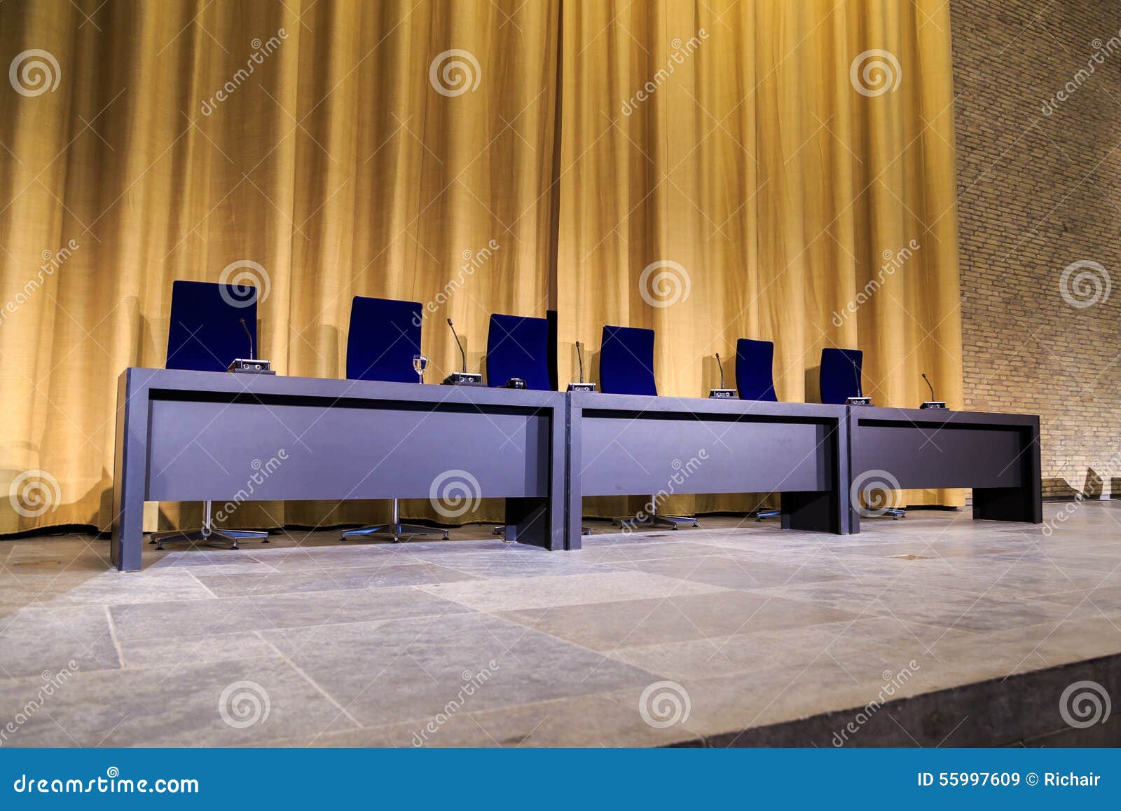 Panel desk stock image. Image of judges, empty, press - 55997609