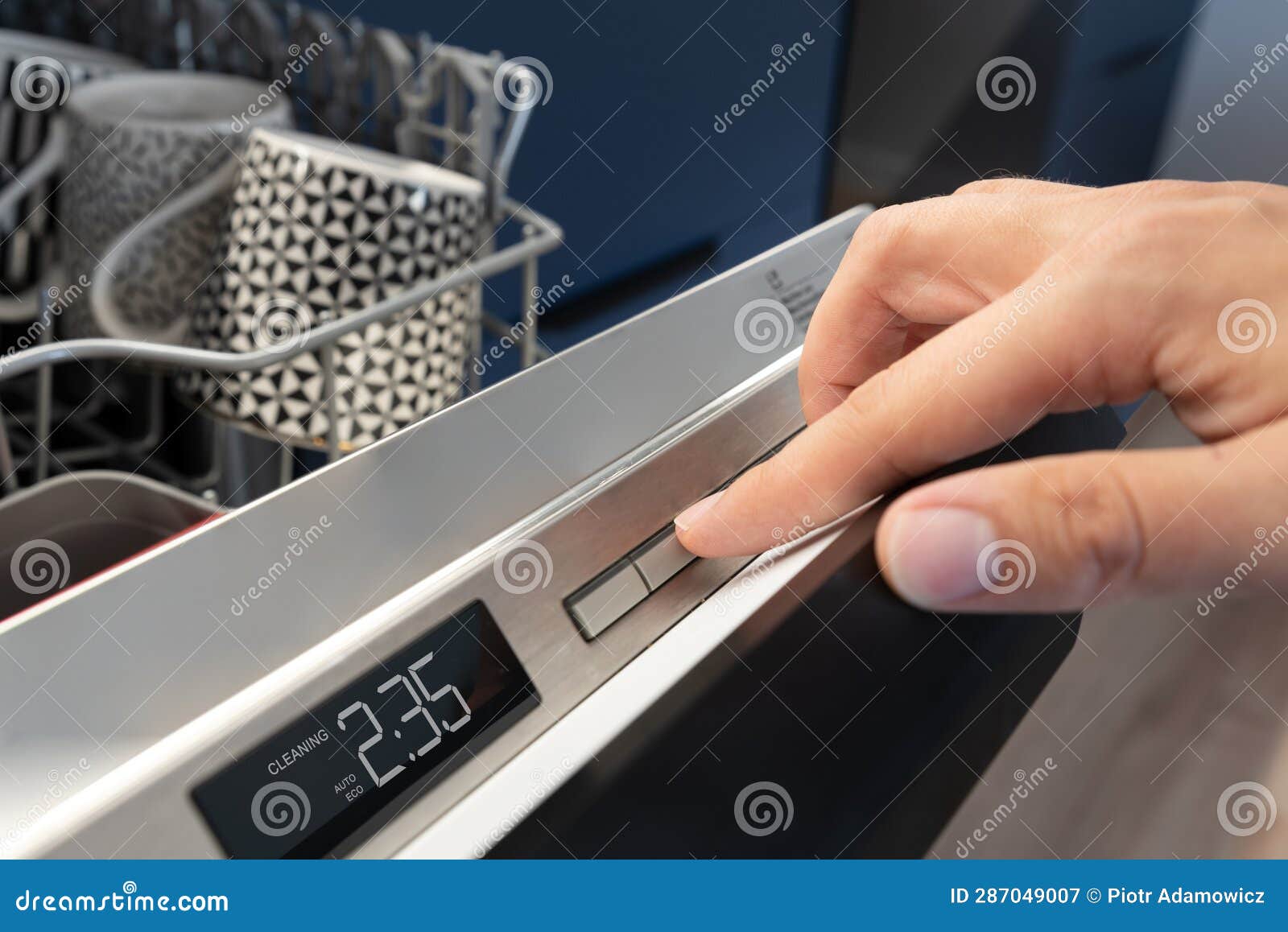 Panel of the Dishwasher Closeup Stock Image - Image of household, home ...