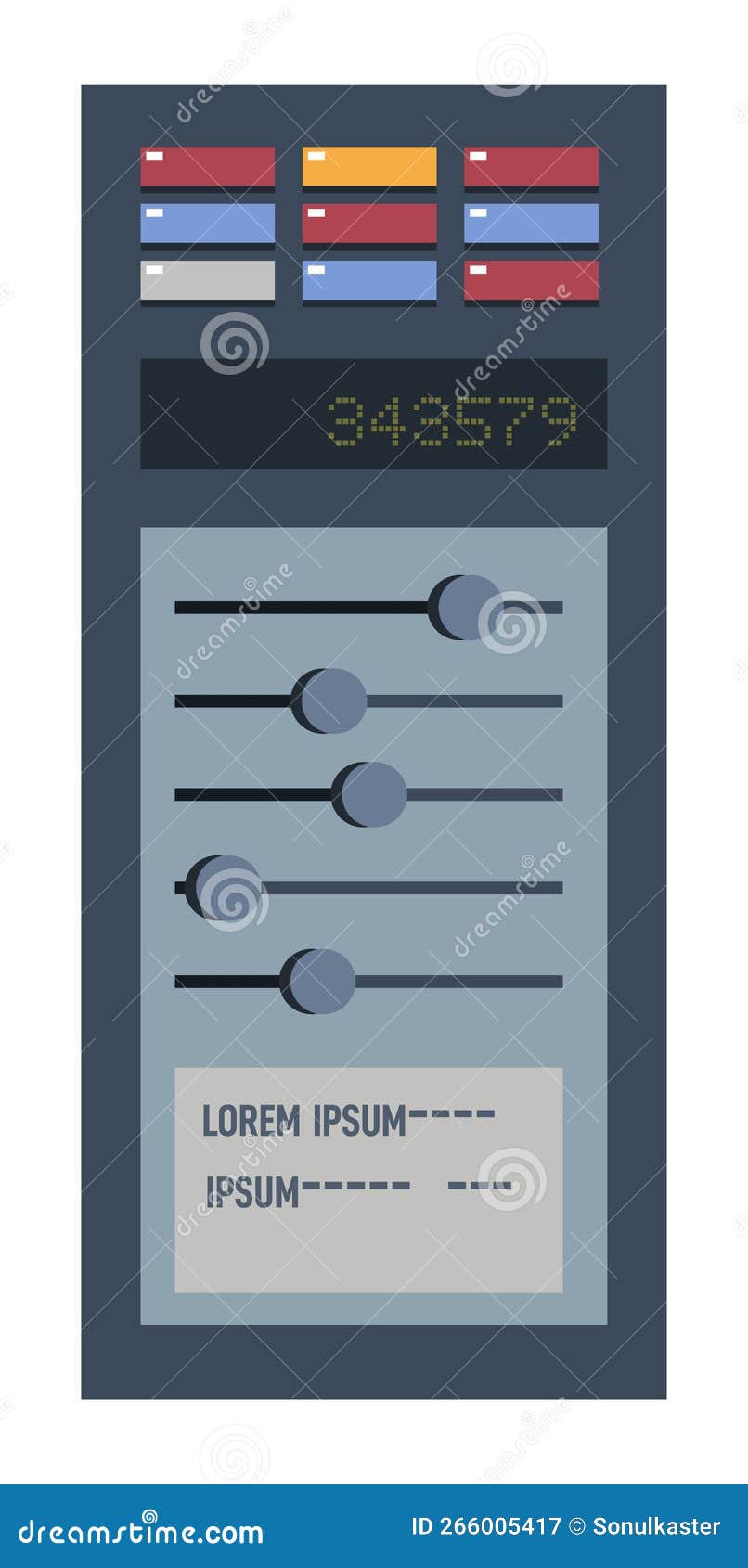 Panel with Display and Buttons, Indicators Vector Stock Illustration ...