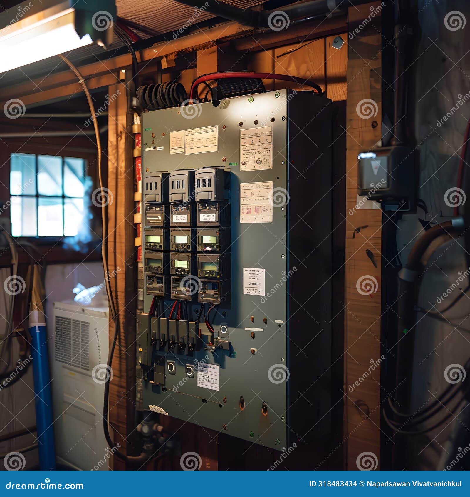A Panel of Electrical Switches is Mounted on a Wall. Stock Illustration ...
