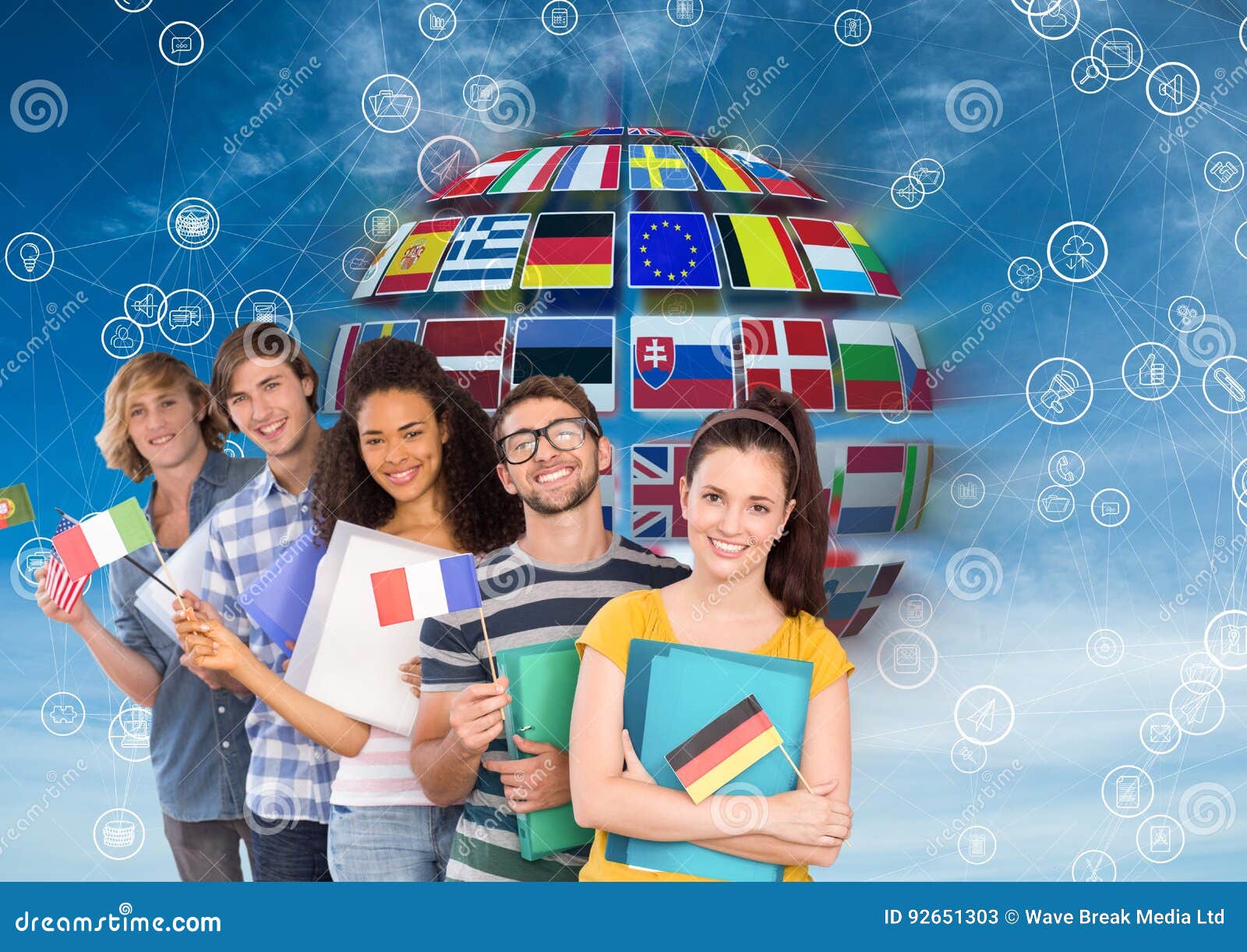 Panel with Flags in a Ball an Connections with Students with Flags ...