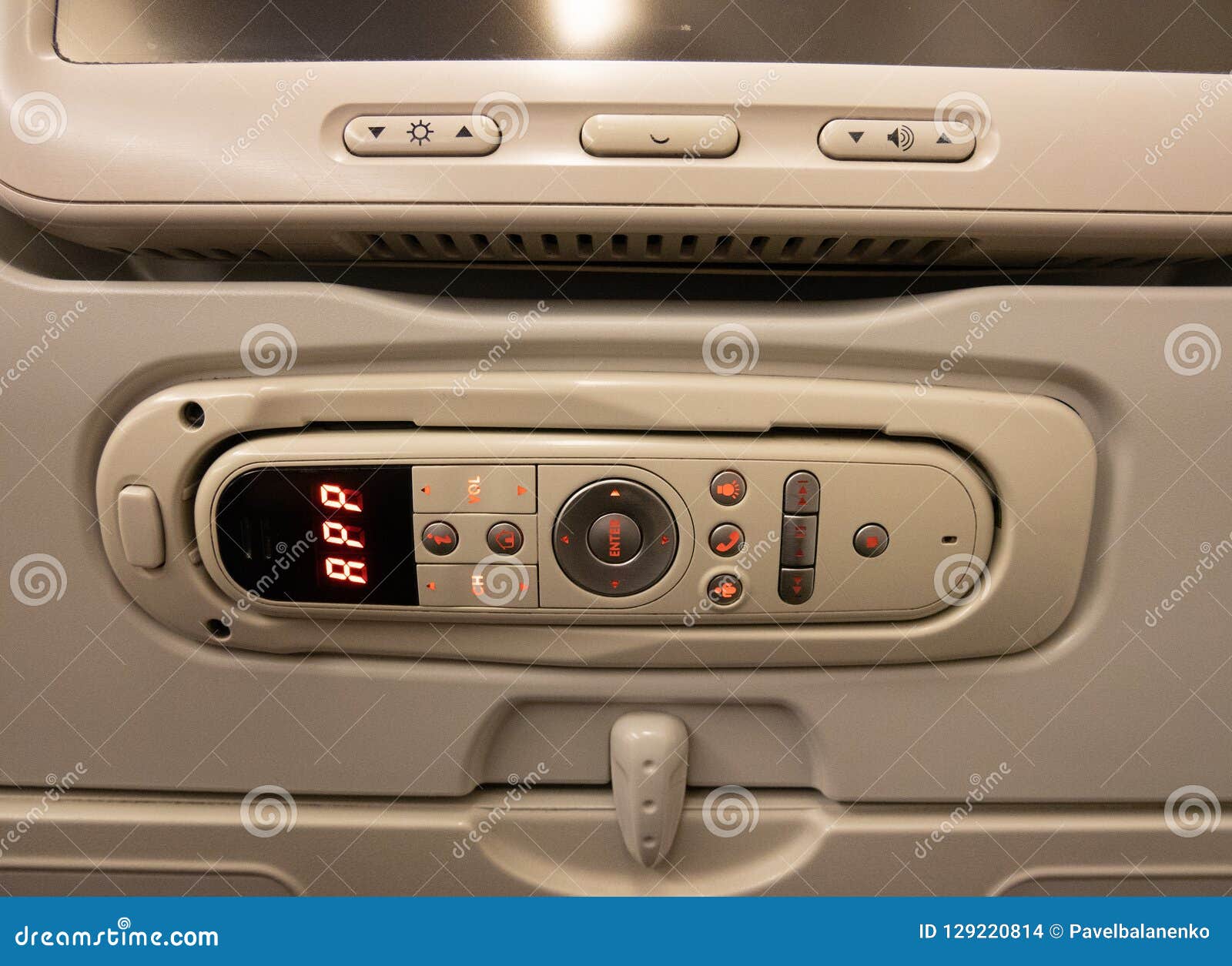 Panel with Gadget To Control Airplane Multimedia System Stock Photo ...