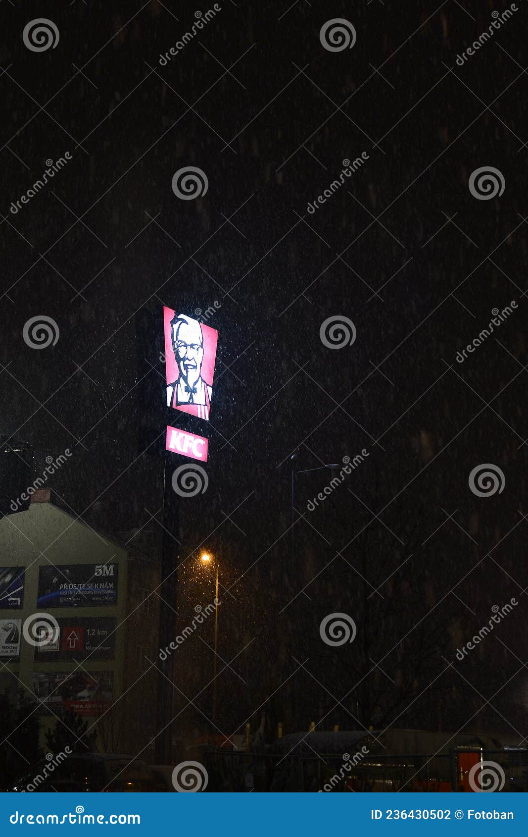 Panel Glowing Logo before KFC Restaurant Editorial Photography - Image ...