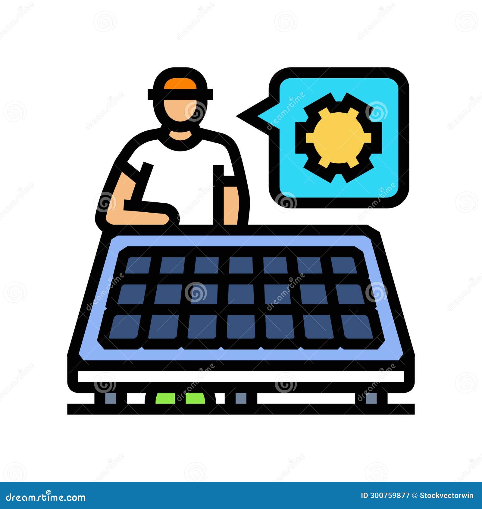Panel Installation Solar Color Icon Vector Illustration Stock ...