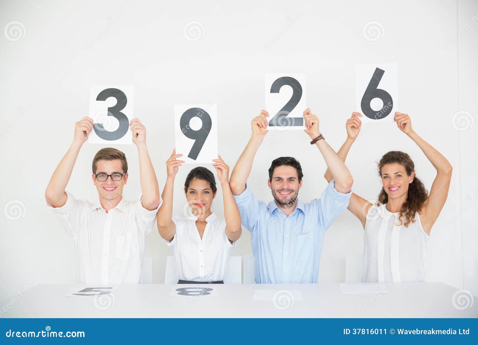 Panel Judges Holding Score Signs Stock Image - Image of busines, woman ...