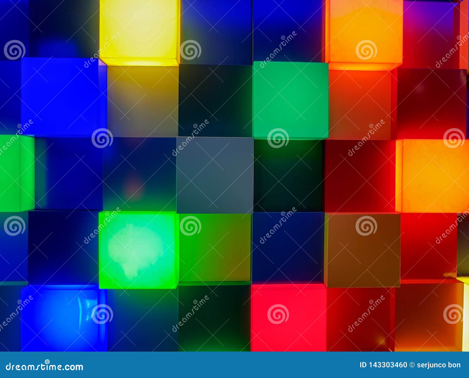 Panel of Luminous Squares in Different Colours Stock Photo - Image of ...