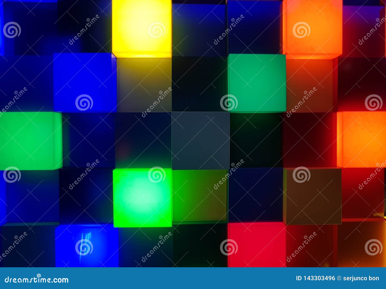 Panel of Luminous Squares in Different Colours Stock Photo - Image of ...