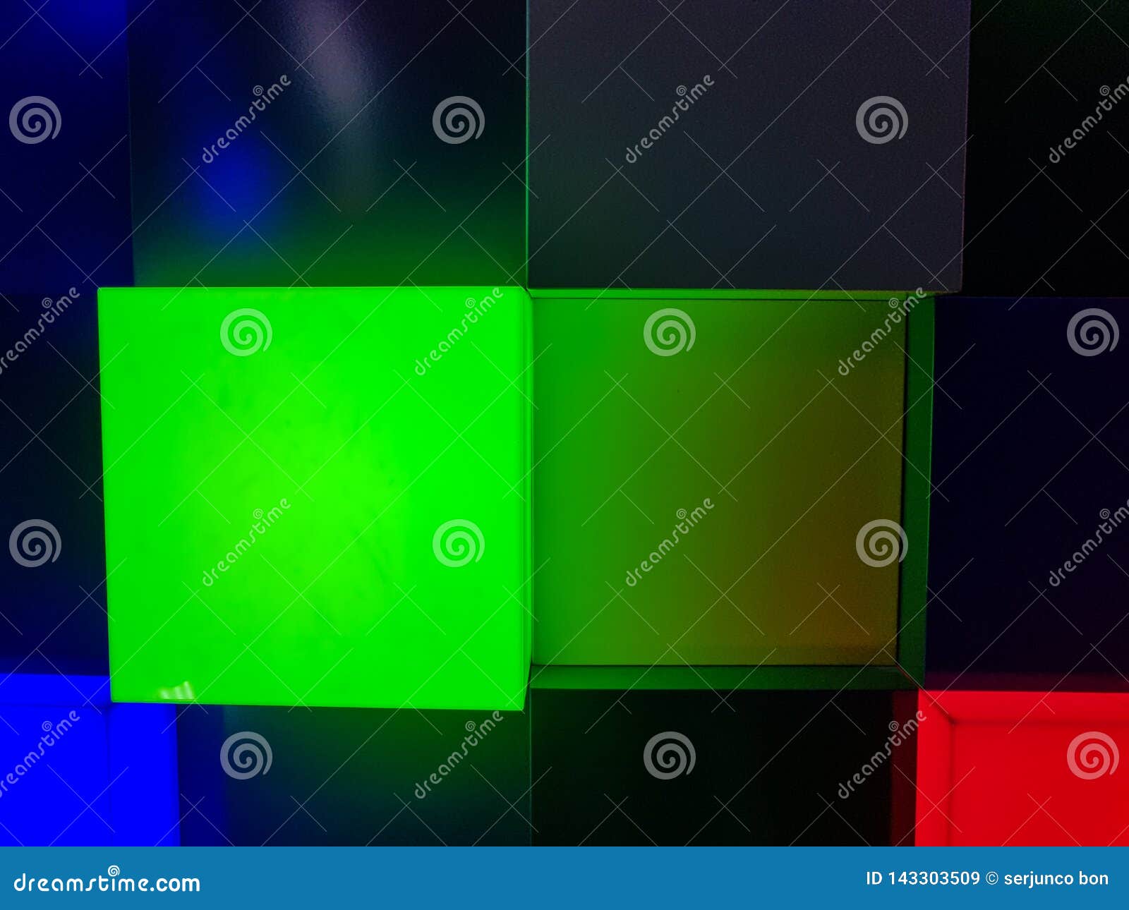 Panel of Luminous Squares in Different Colours Stock Image - Image of ...
