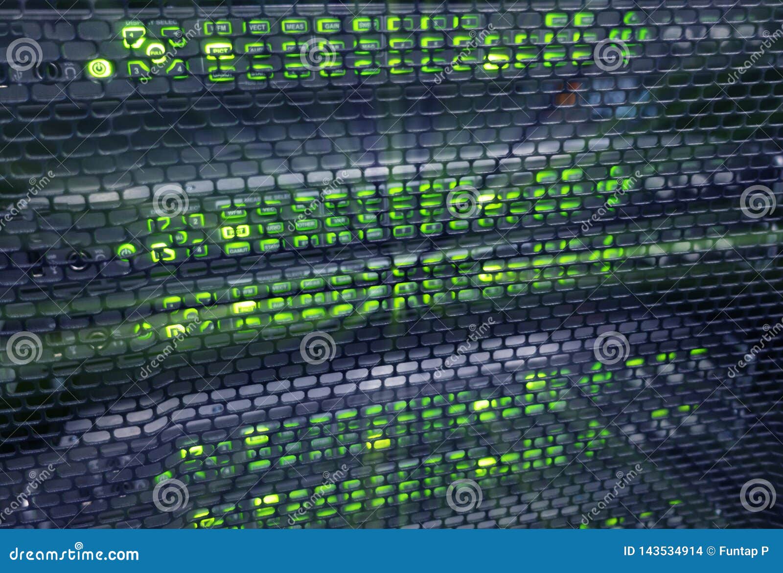 Panel Modern Servers in the Data Center. Supercomuter Telecommunication ...