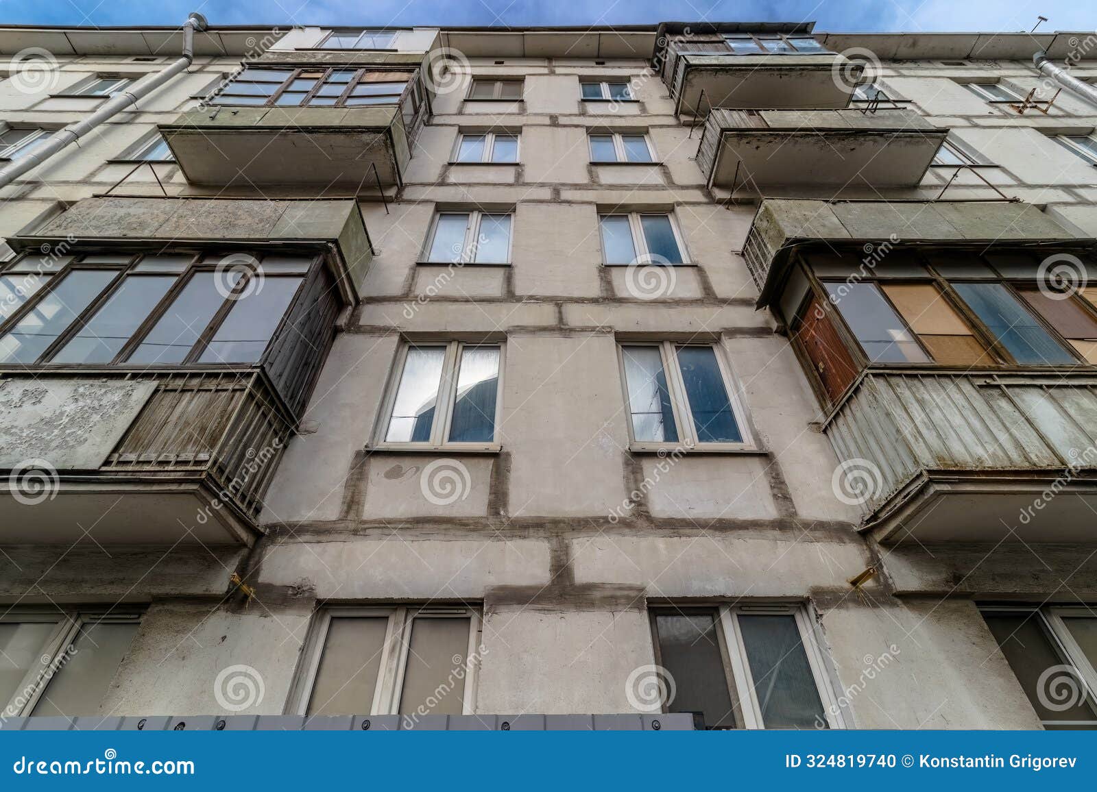 Panel Old Building with Balconies in Russia, Soviet Architecture House ...
