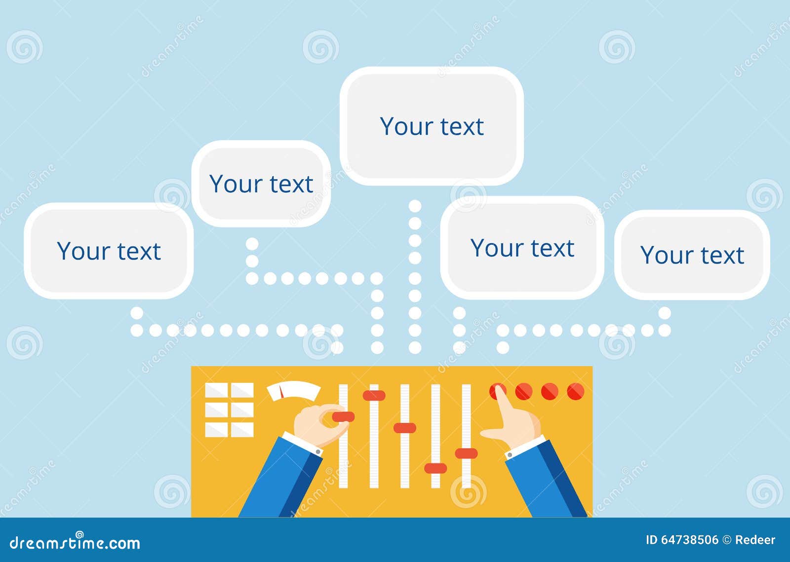 Panel for Process Control. Flat Vector Illustration of Hands with ...