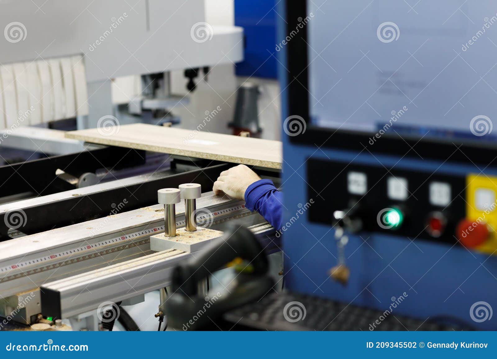 Panel Processing on Woodworking Drilling Machine Stock Photo - Image of ...