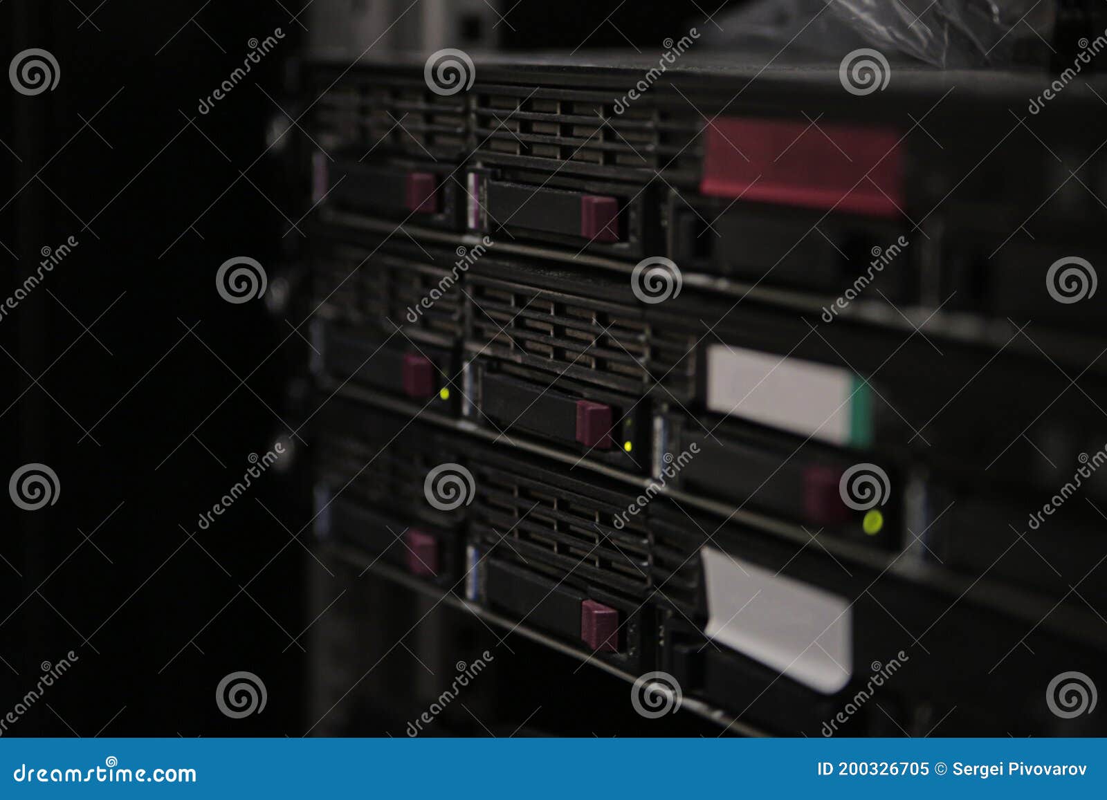 Panel Row of Servers Located in the Data Center Vertical Selective ...