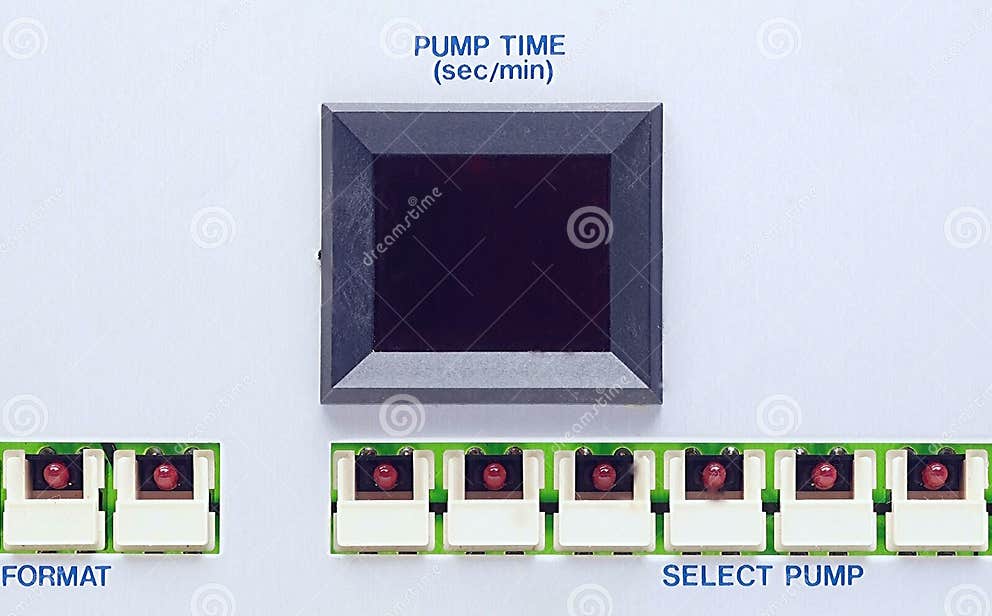 A Panel of a Selector Button with a Display Show Status of a Pump ...