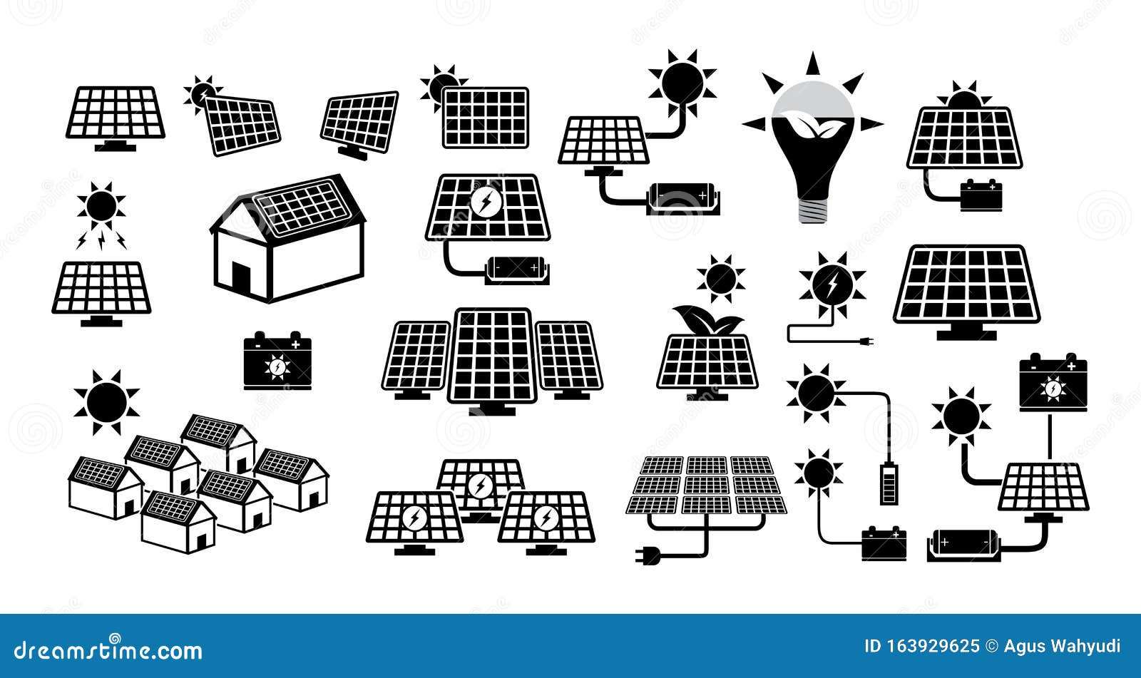 Set of Green Energy Icon or Solar Panel Icon Concept. Stock ...