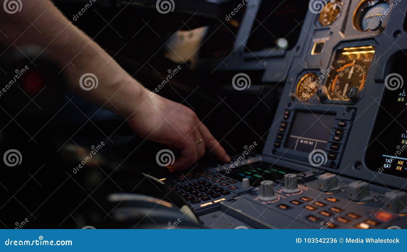 Panel of Switches on an Aircraft Flight Deck. Autopilot Control Element ...